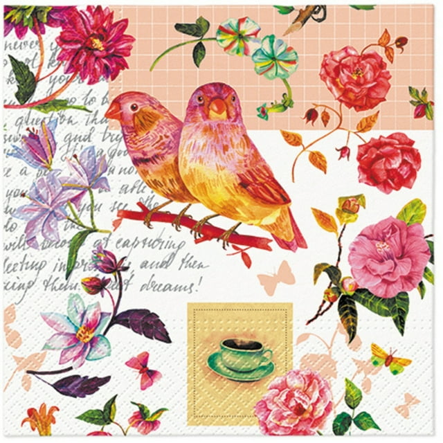 Keep Unique Birds Flower Paper Napkins, Spring Party Napkins, Assorted ...