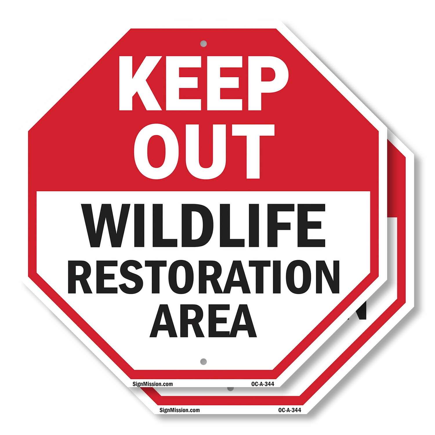 Keep Out Wildlife Restoration Area (2 Pack) 10 inch X 10 inch Octagon ...