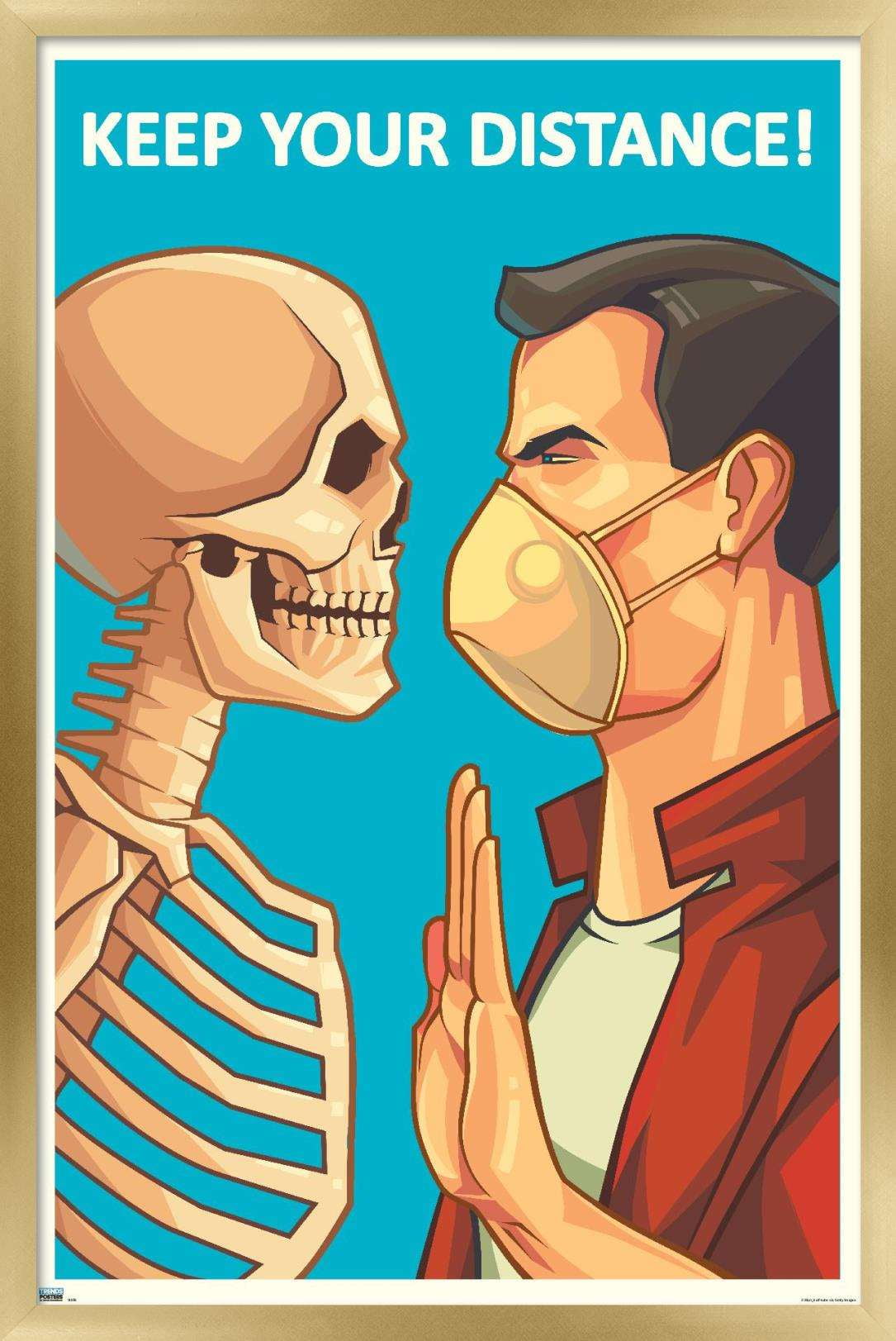 Keep Your Distance Wall Poster, 22.375" x 34", Framed - Walmart.com