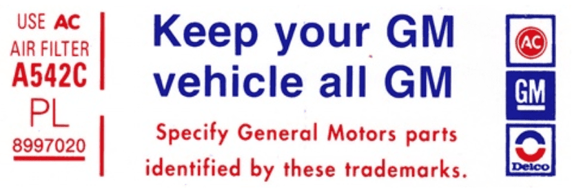 Keep Your GM Car All GM Decal For 1978 Pontiac Firebird 400 4 BBL RL ...