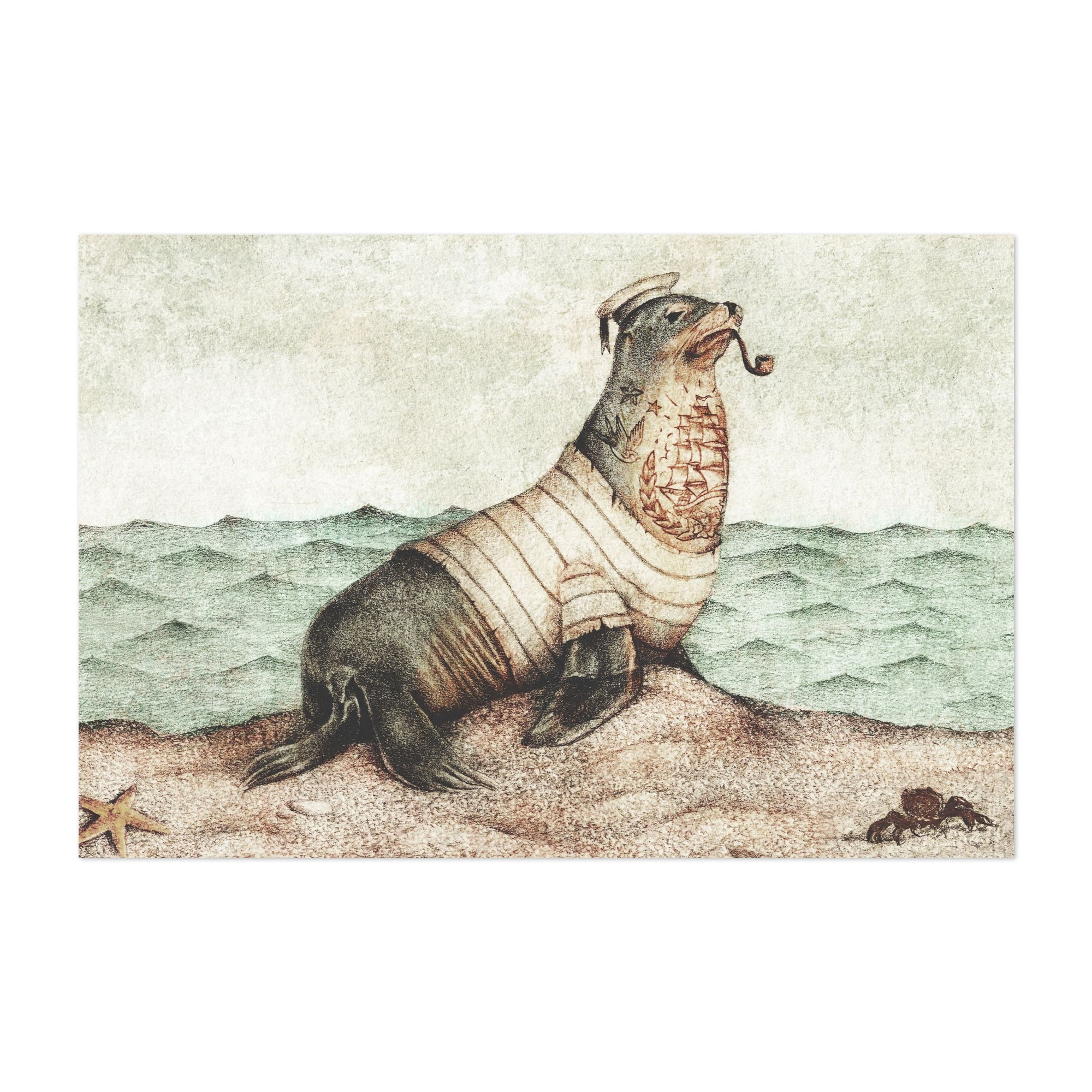 Keep an eye on the coast - Drawing Humor Surrealism Vintage Ocean ...