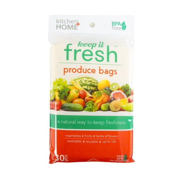 Keep it Fresh Produce Bags - 30 Reusable Fruit Veggie Freshness Green ...
