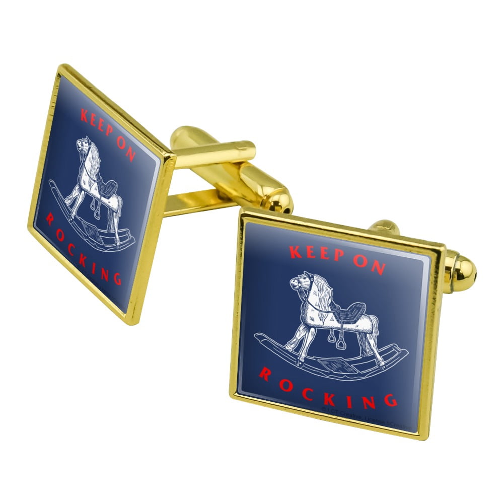 Keep on Rocking Horse Funny Humor Square Cufflink Set - Silver or Gold ...