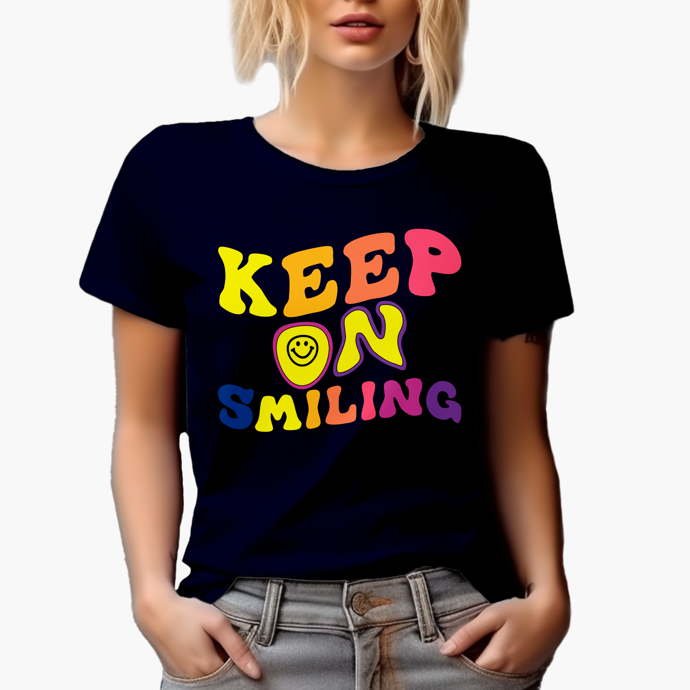 Keep on Smiling, Motivational Quote to Smile, Groovy Retro Wavy Text ...
