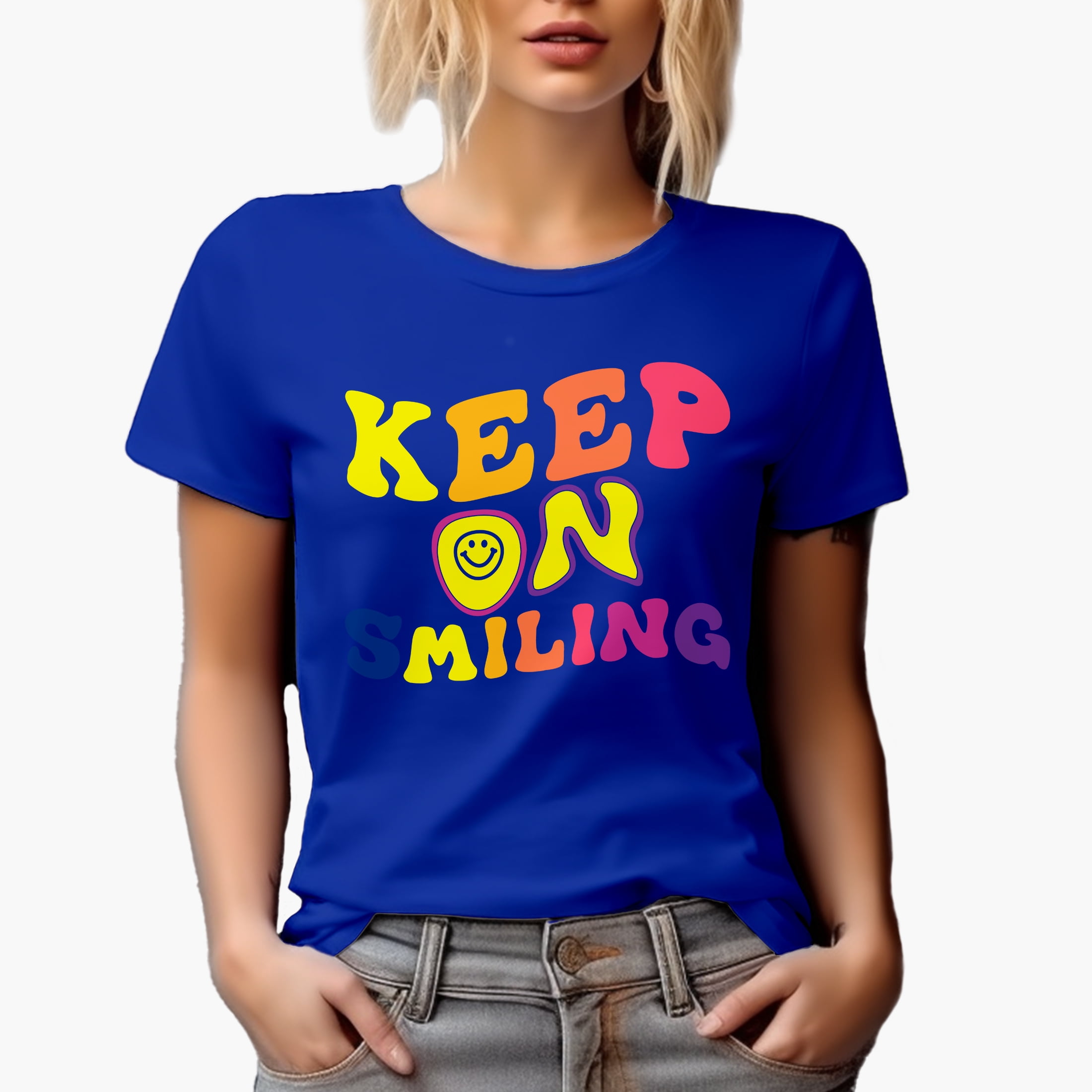 Keep on Smiling, Motivational Quote to Smile, Groovy Retro Wavy Text ...