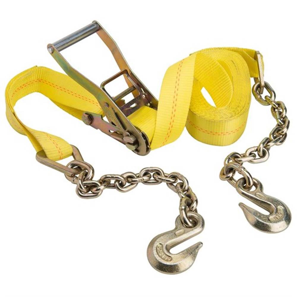 Keeper 04650 27 Ft. x 2 In. Ratchet Tie Down Strap w/ Chain Ends and ...