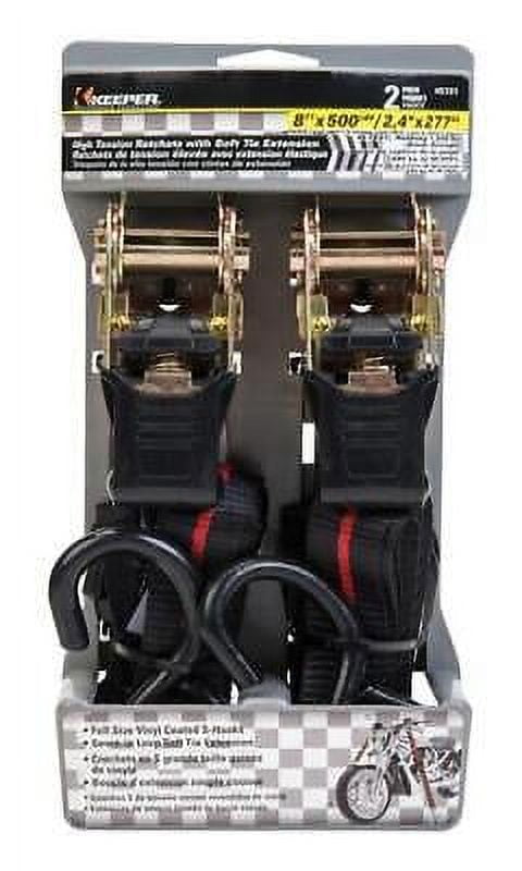 Keeper 1 in. W X 8 ft. L Black Tie Down w/Ratchet 500 lb 2 pk - Walmart.com