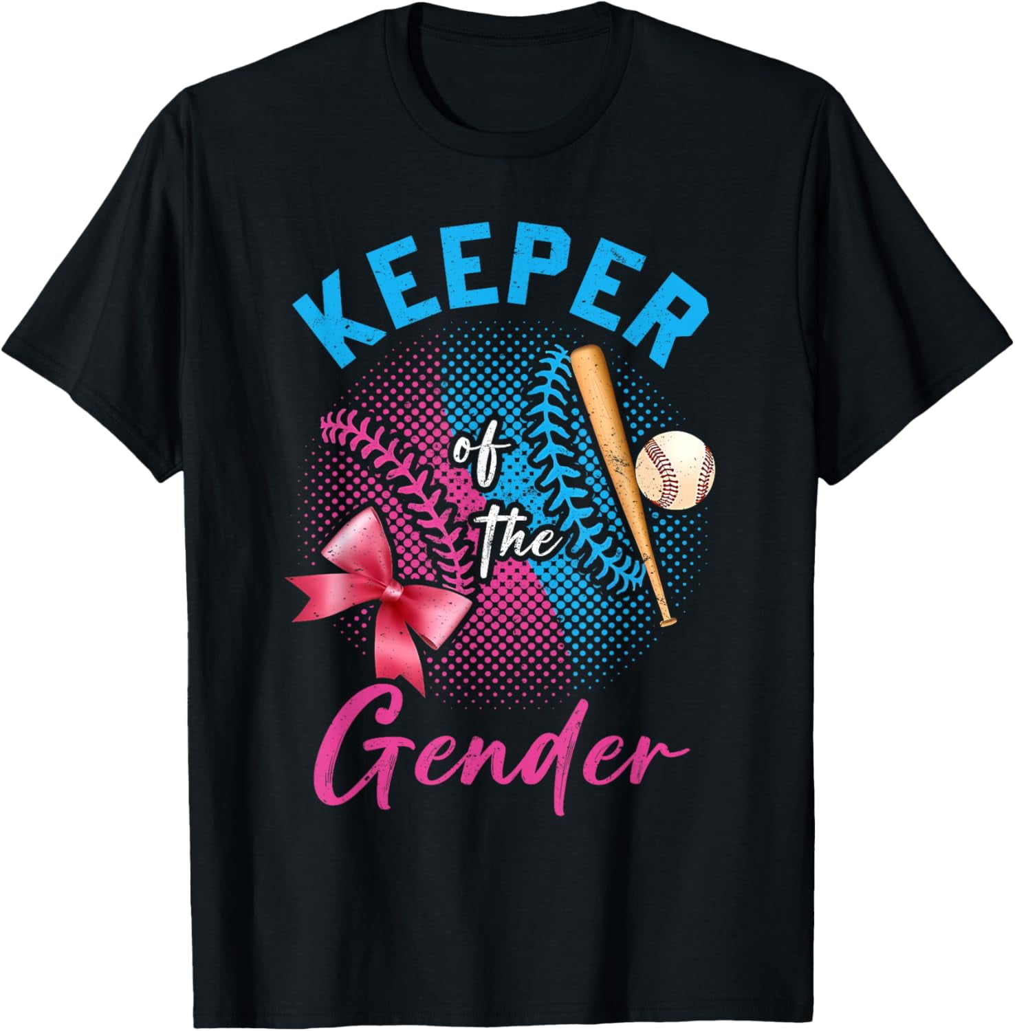 Keeper Of The Gender Baseball or Bows Gender Reveal Party T-Shirt ...
