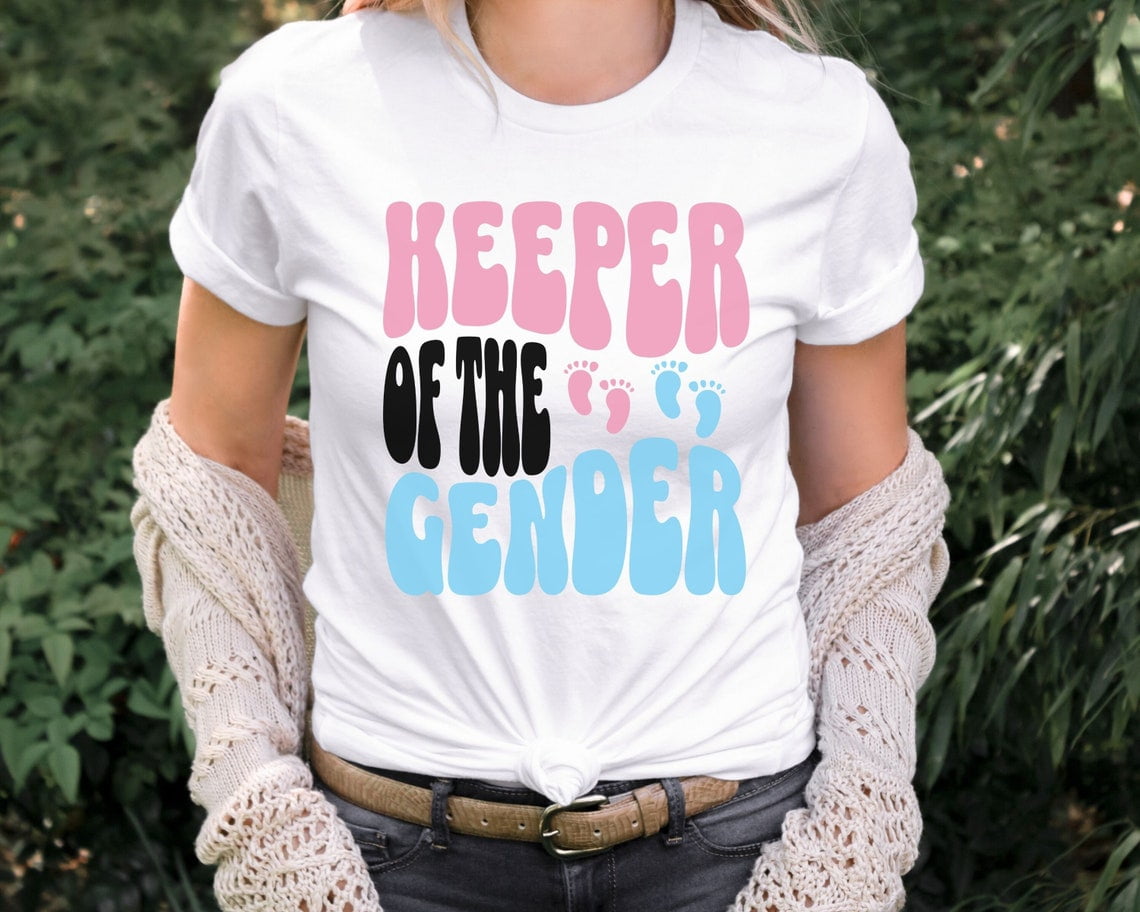 Keeper Of The Gender, Boy Or Girl, Gender Reveal Party T-Shirt, Pink Or ...