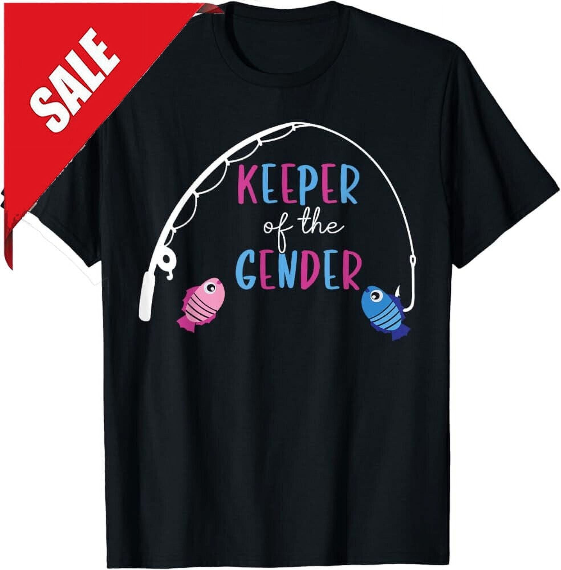 Keeper Of The Gender Shirt Fish Gender Reveal Baby Shower T-Shirt ...