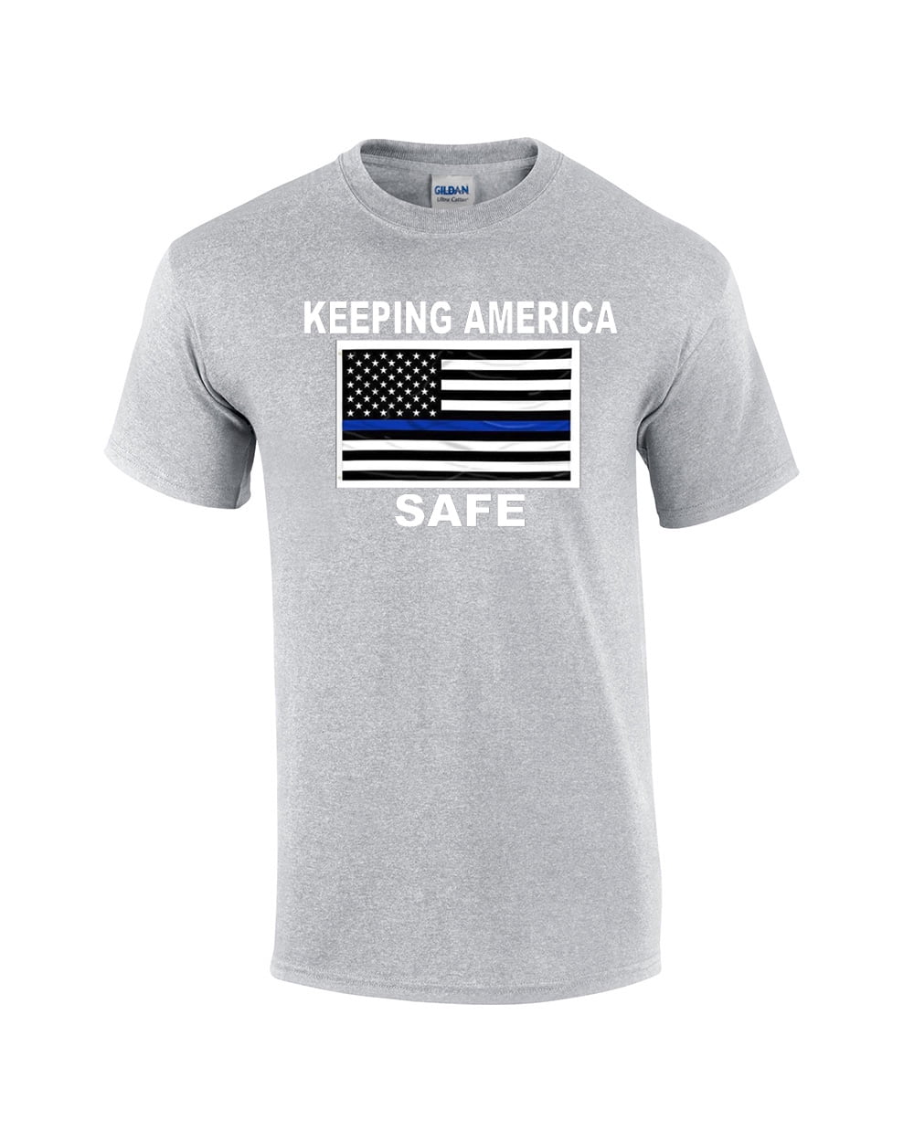 Keeping America Safe Blue Line American Flag Short Sleeve T-shirt ...