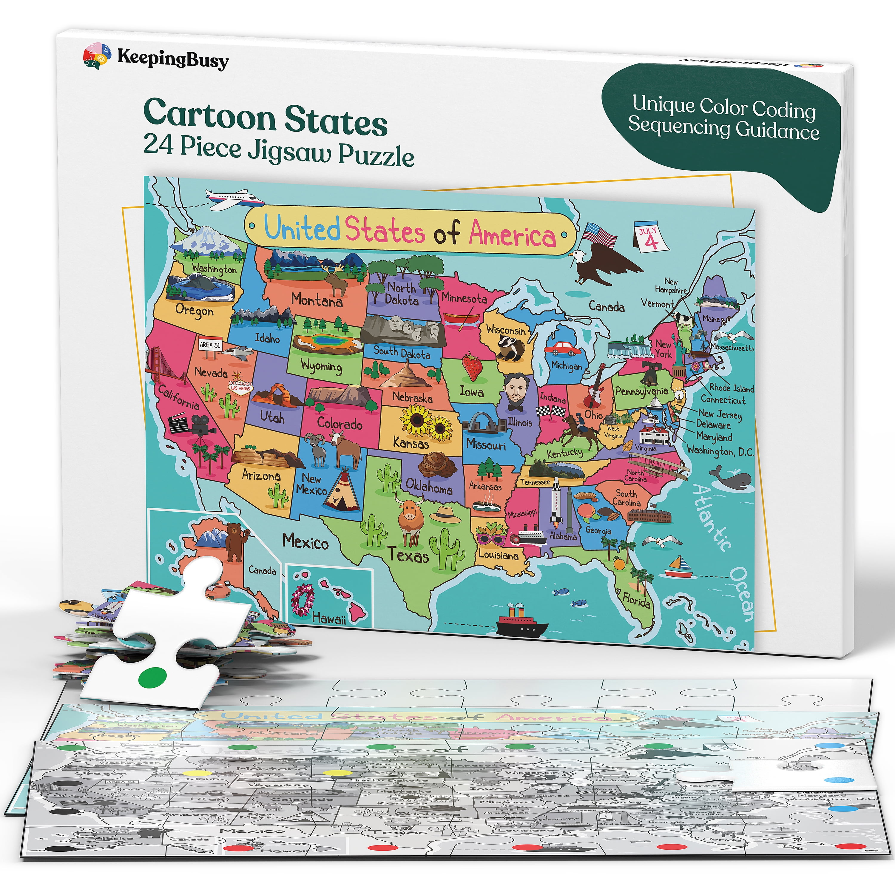 Keeping Busy Dementia Puzzles for Seniors: 24-Piece Cartoon States ...