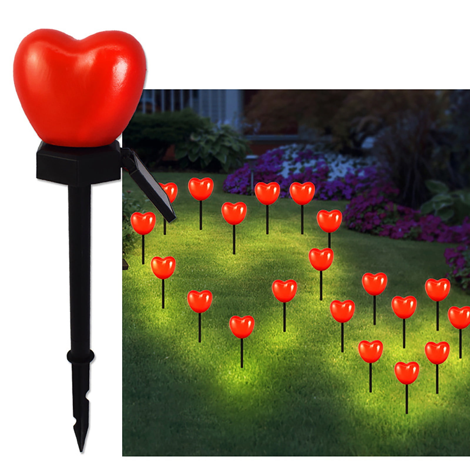 Keeplus 2pcs Solar Heart Light Heart Shaped Light Garden Decor Light ...