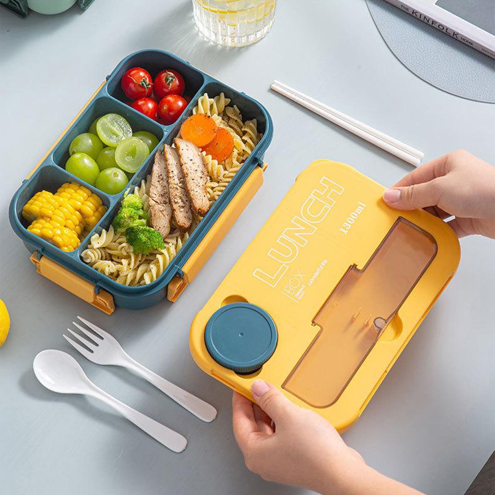 Keeplus 4 Compartments In One Large Lunch Box Leakproof Lunch Box ...