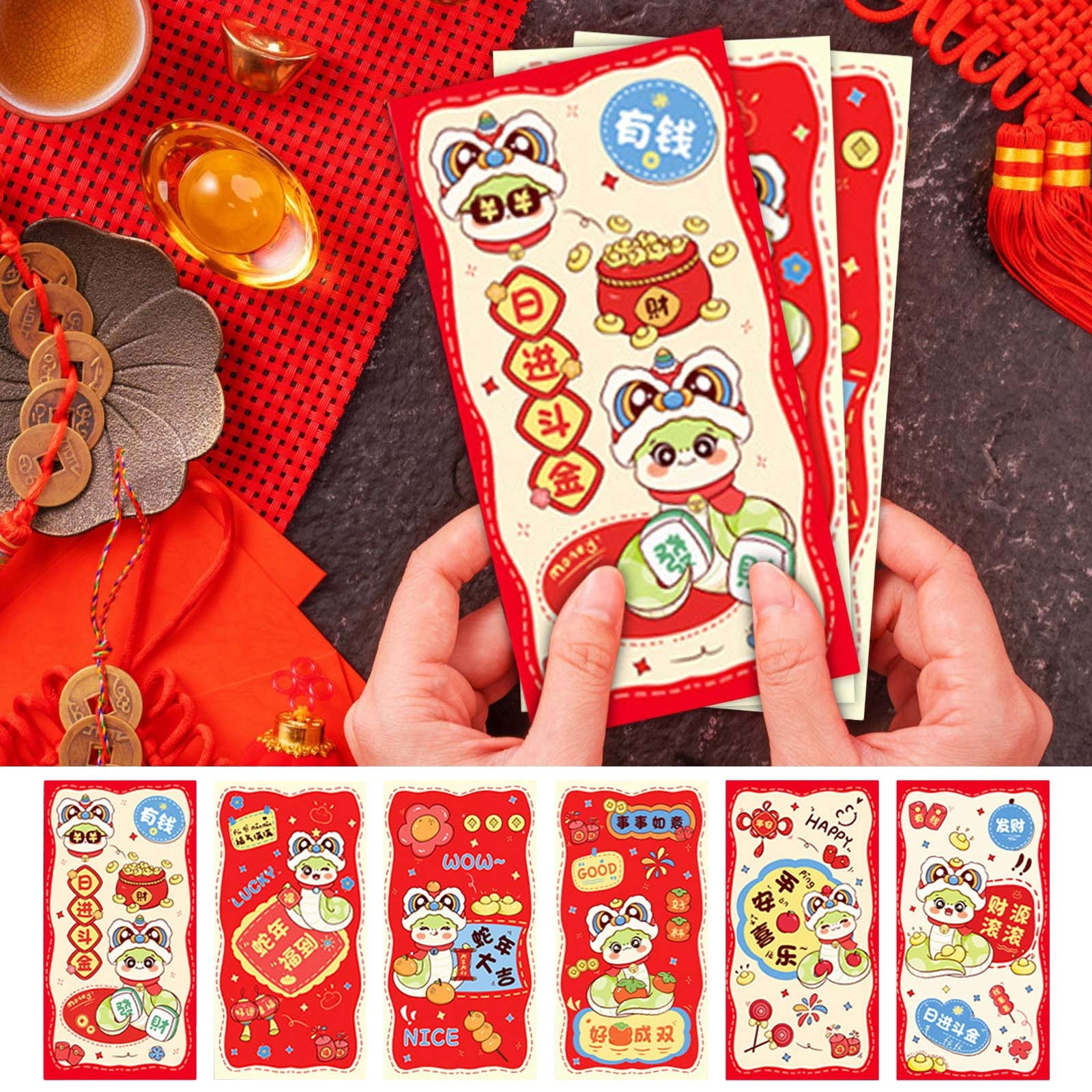 Keeplus 6 PCS Red Envelopes Chinese New Year of The Snake, Chinese Red ...