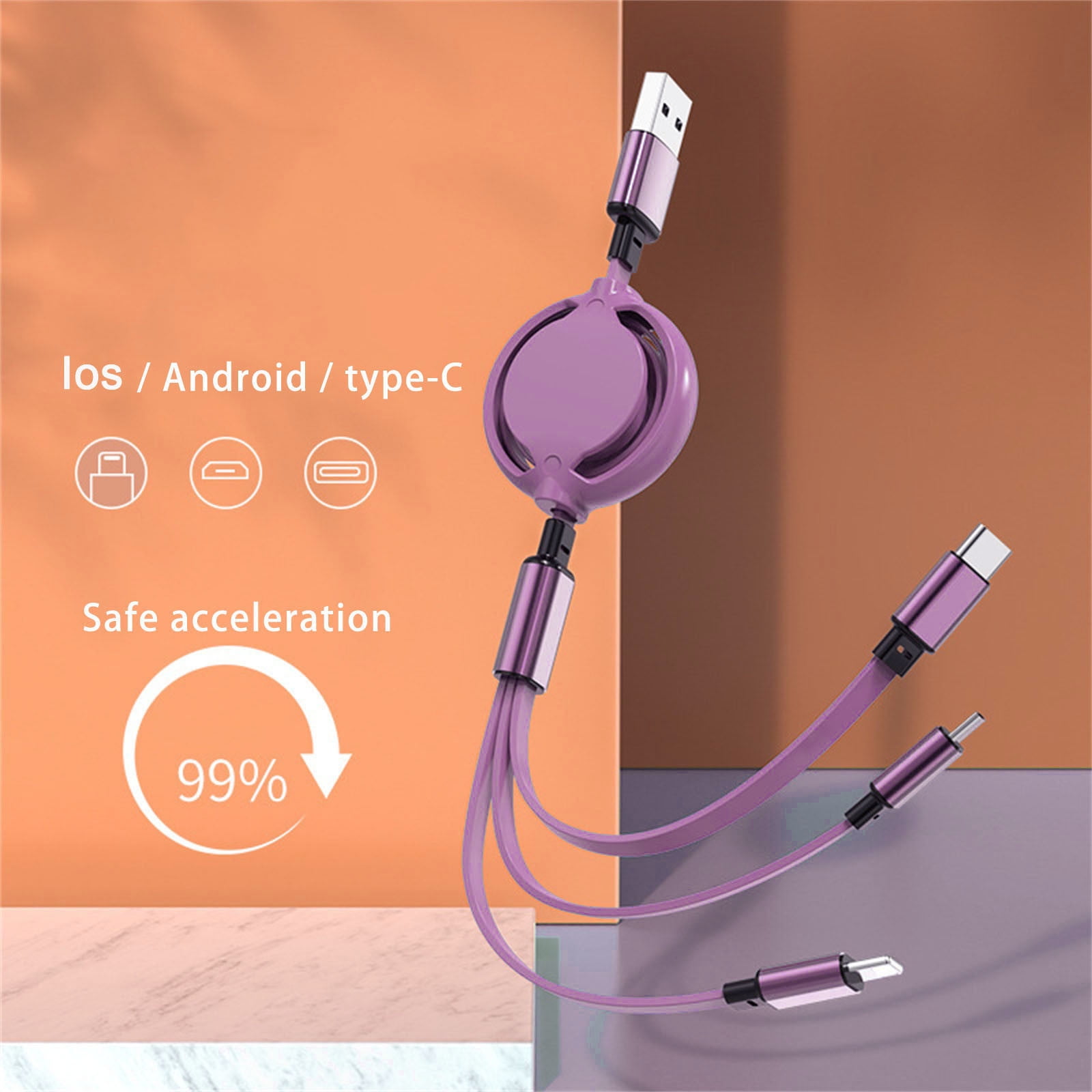Keeplus Multi Charging Cable, Five Gear Retractable 3 In 1 USB Cable ...