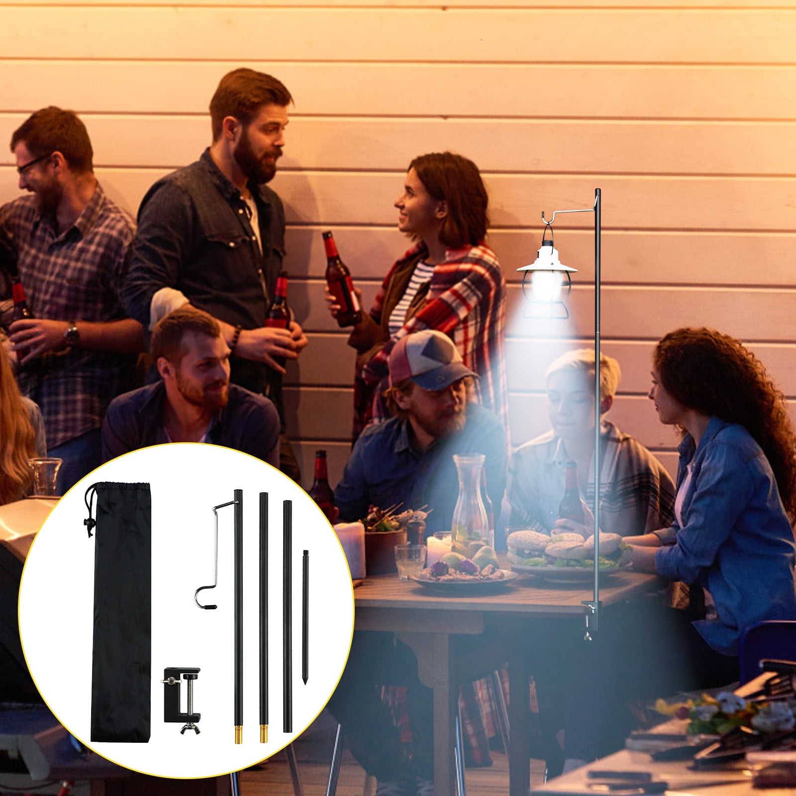 Keeplus Portable Lantern Pole With Stake, Aluminum Foldable Lightweight ...