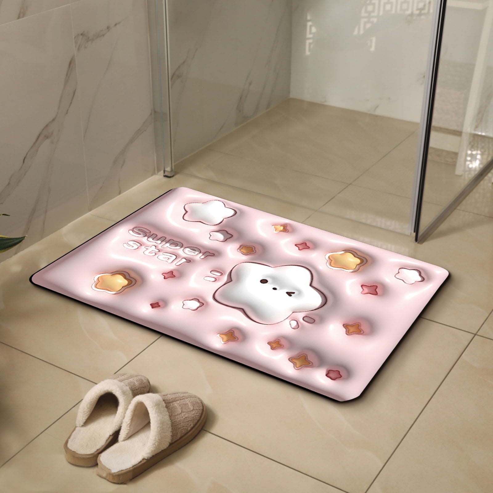 Keeplus Soft Diatom Mud Floor Mat Expansion Small Flower 3D Vision ...