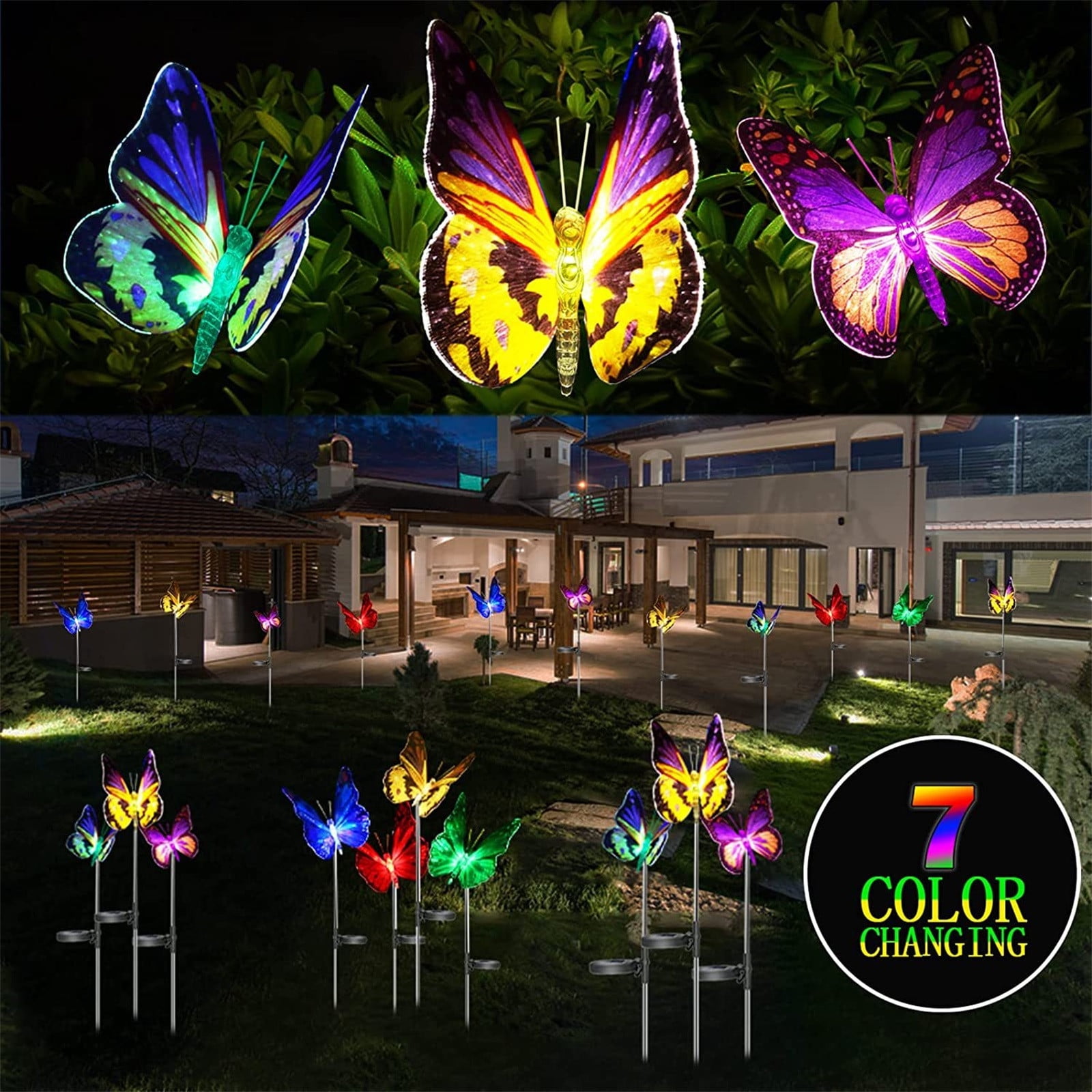 Keeplus Solar Ground Plug-in Light Fiber Light 7-color LED, for Gardens ...
