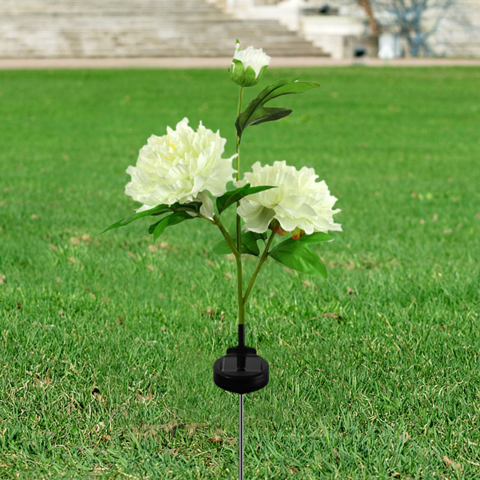 Keeplus Solar Outdoor Three Head Peony Flower Lamp, Garden Simulation ...