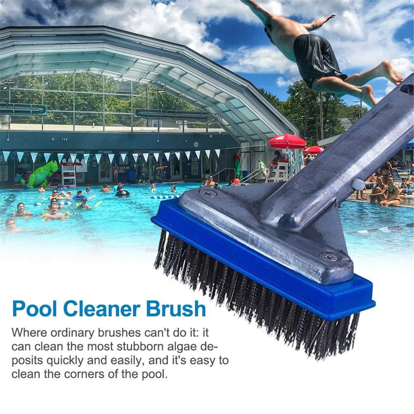 Keeplus Swimming Pool Cleaning Brush, Metal Pool Brush, 5 Inch Metal ...