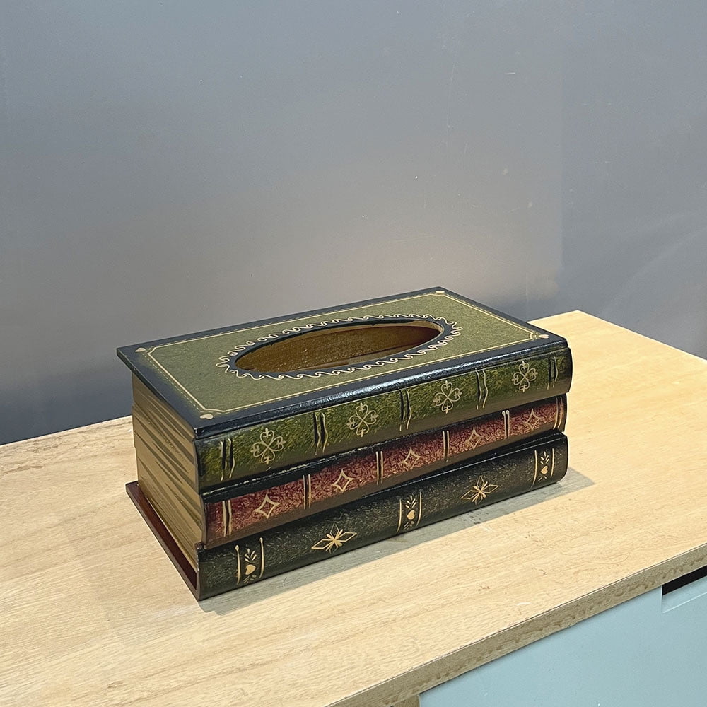 Keeplus Vintage-Style Stack Of Books Tissue Box, for Kitchen Dining ...