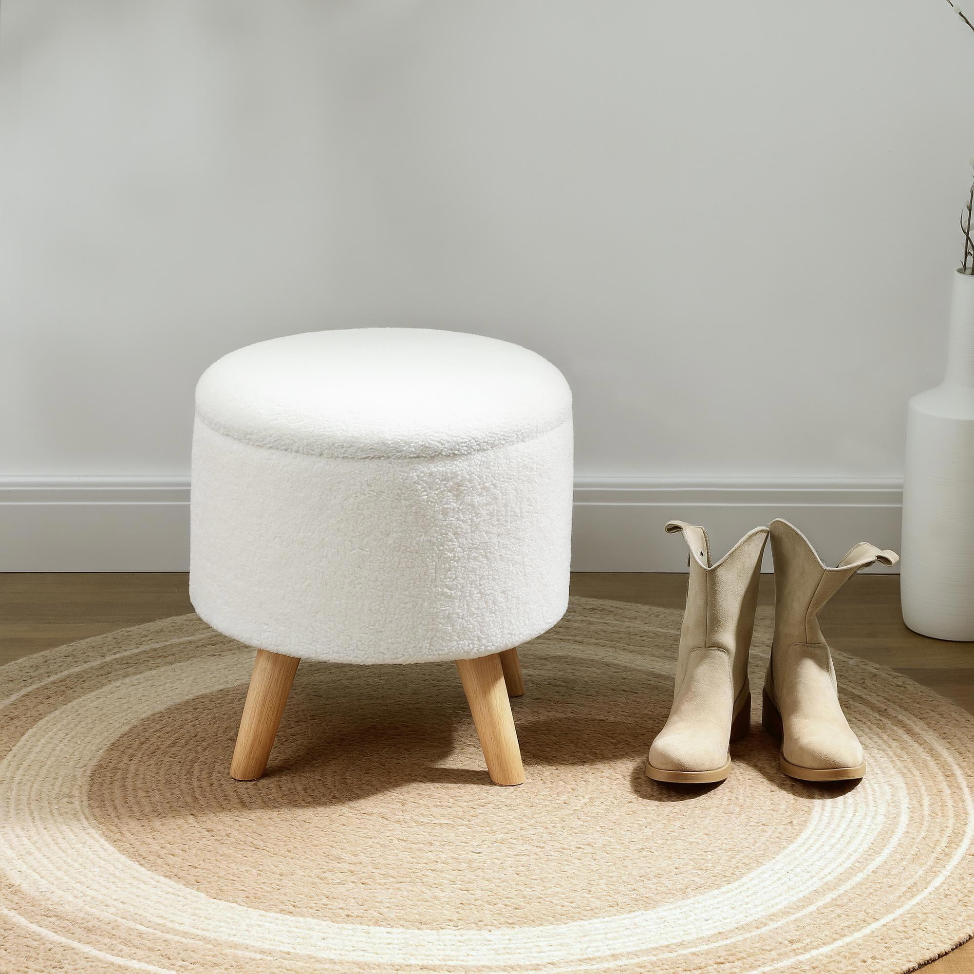 Keepoman Footstool with Padded Seat, Step Stool with Hidden Space and ...