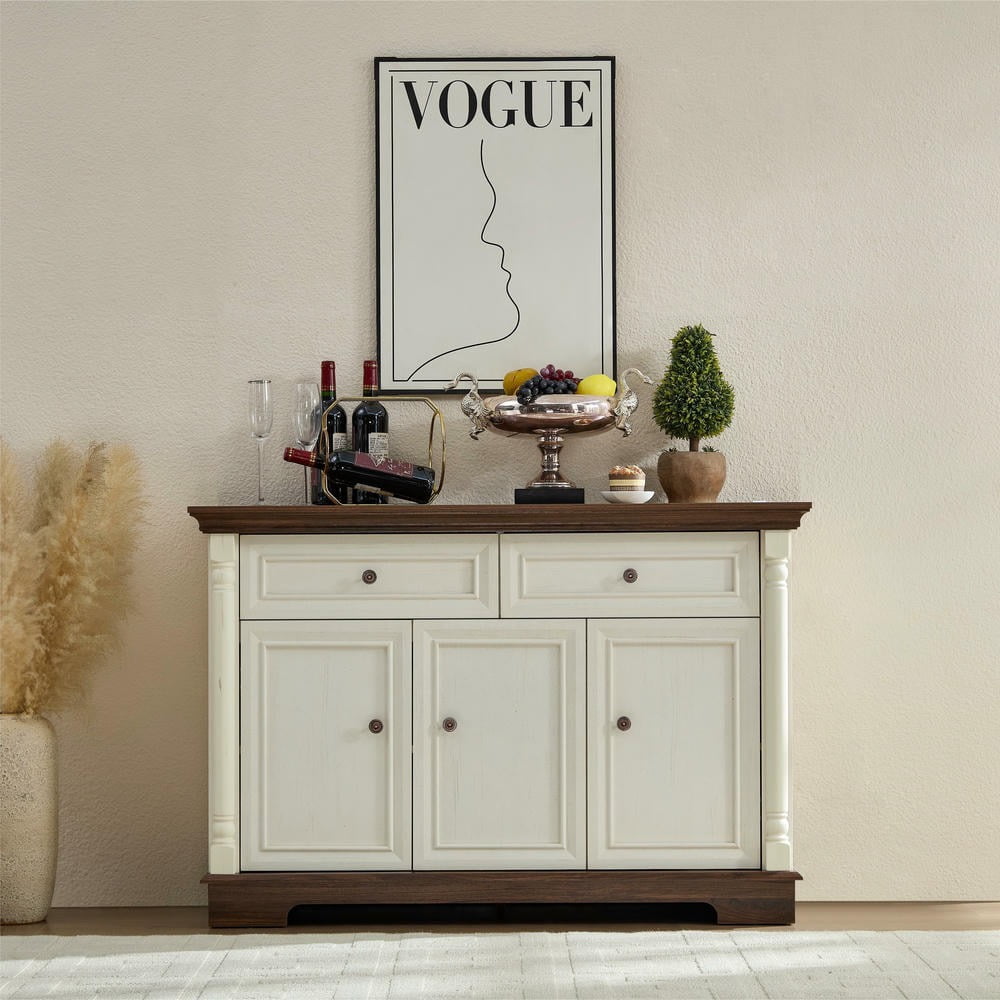 Keepoman Kitchen Buffet Cabinet with Drawers and Doors in Roman Column ...
