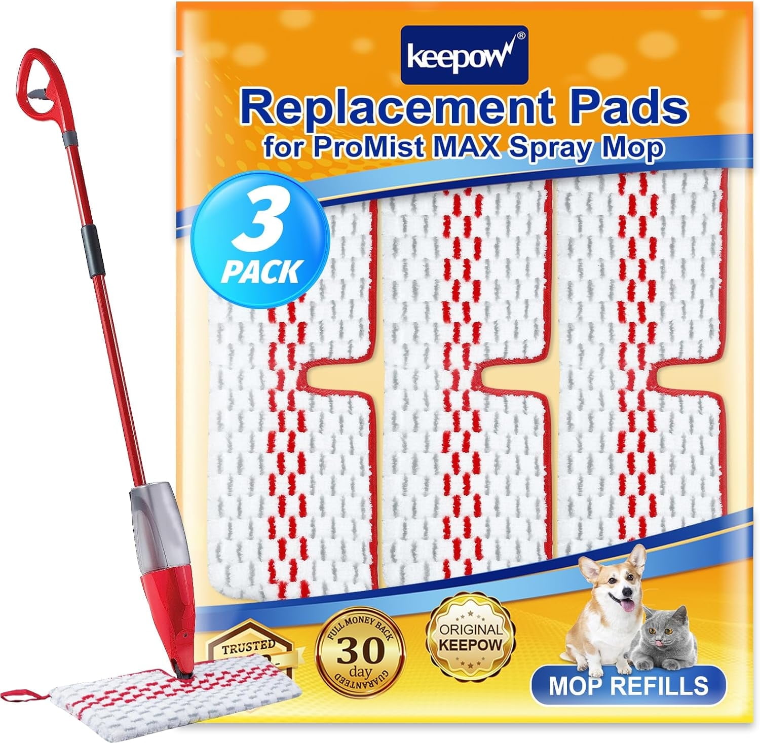 Keepow Microfiber Reusable Mop Pads for Floor Cleaning, Fits O-Cedar ...