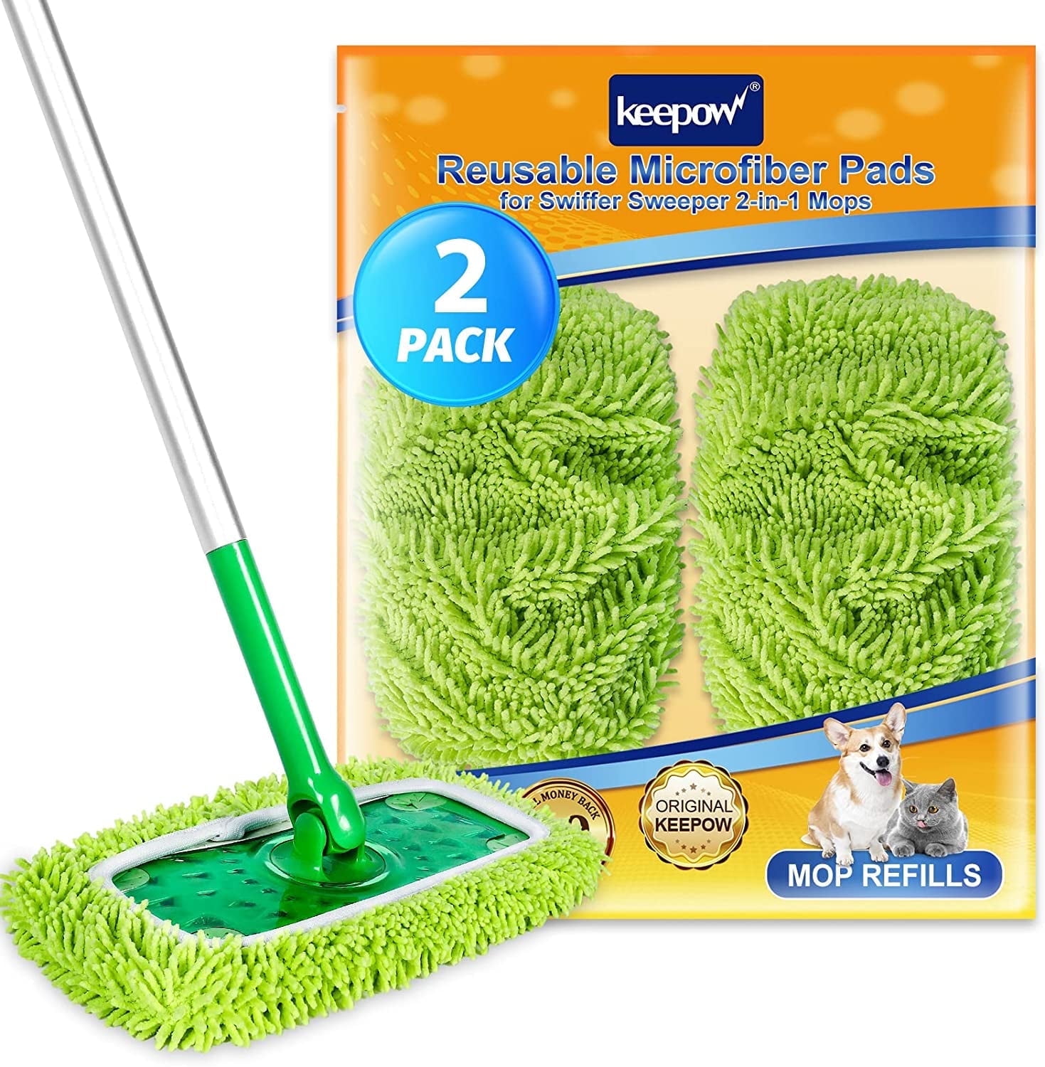 KEEPOW Reusable Wet & Dry Mop Pads for Swiffer Sweeper, Microfiber ...