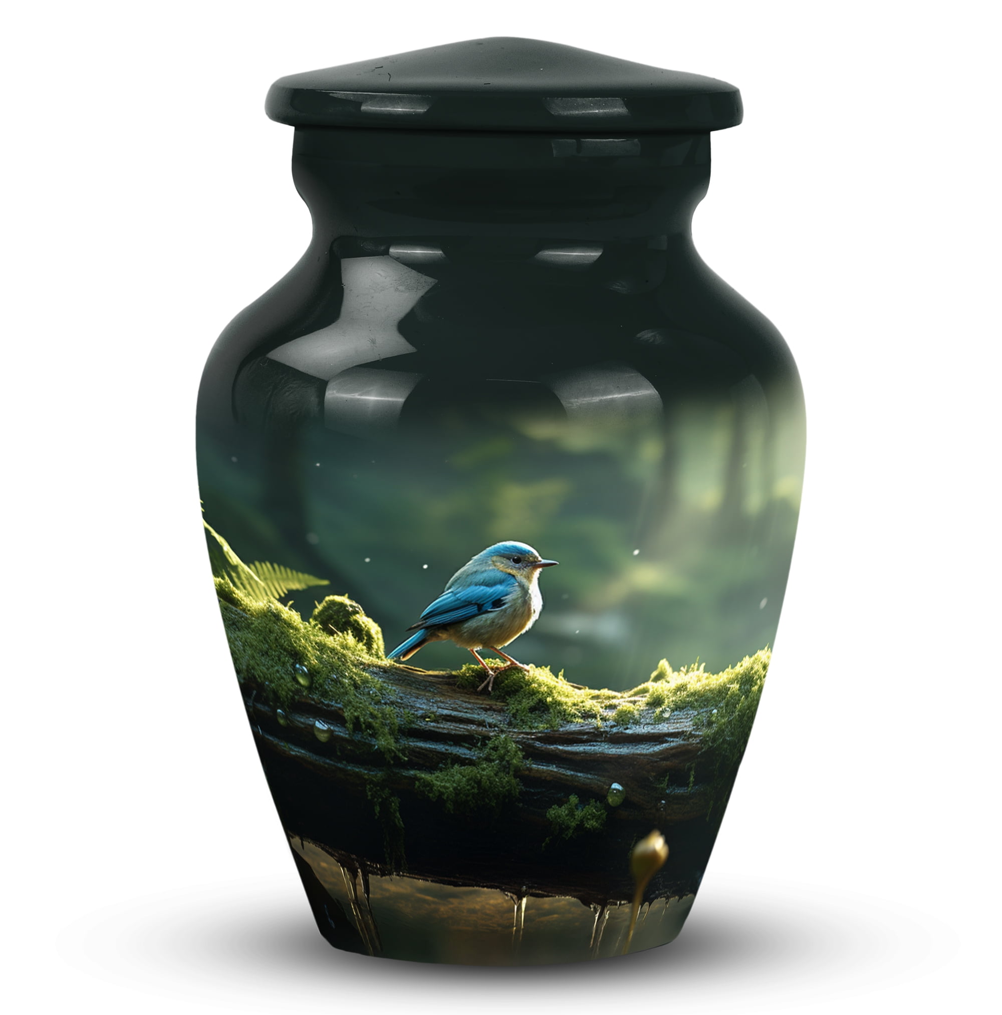 Keepsake Blue Sparrow In Green Forest Urn For Human Ashes Adult Female ...