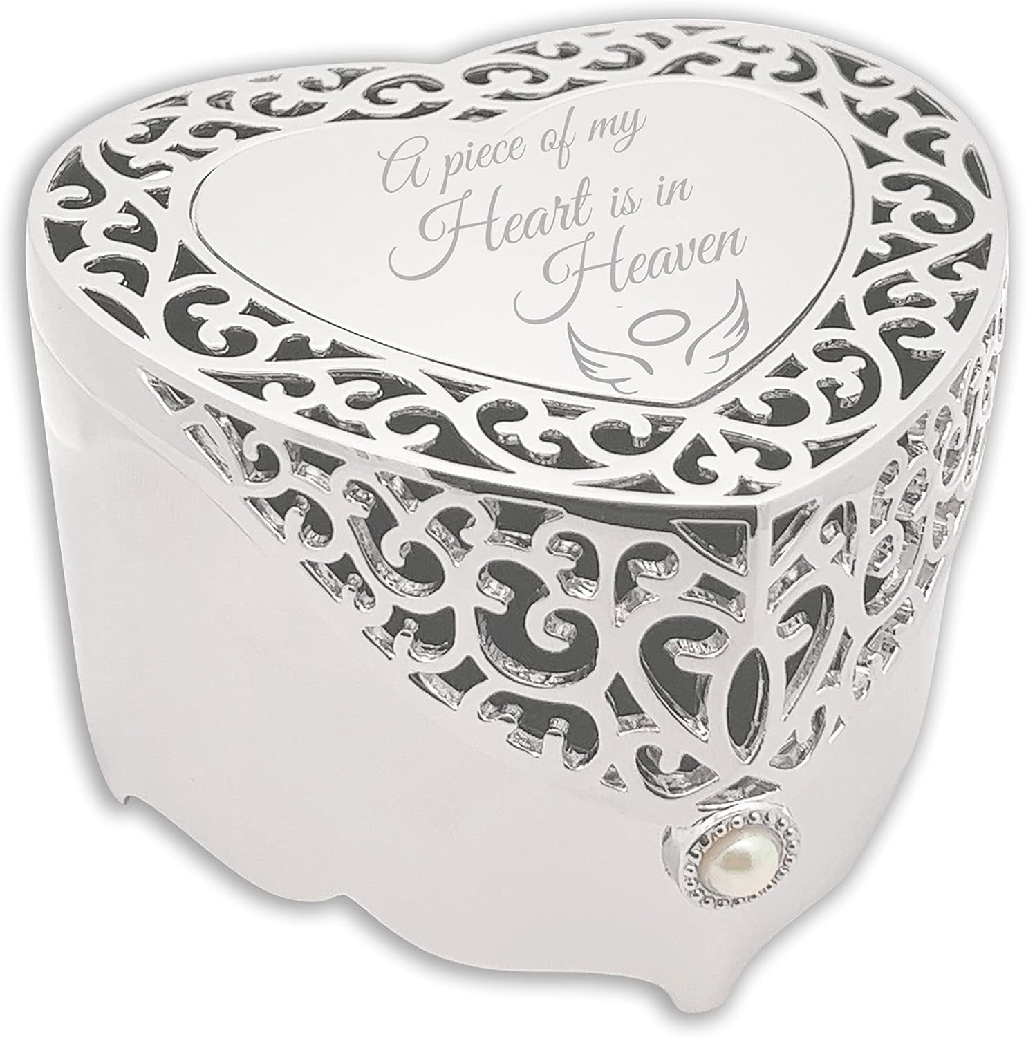 Keepsake Box with Heart-Shaped Filigree Design for Bereavement Memorial ...