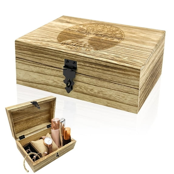Keepsake Box Wood Memory Box with Lids Wooden Jewelry Box Decorative ...