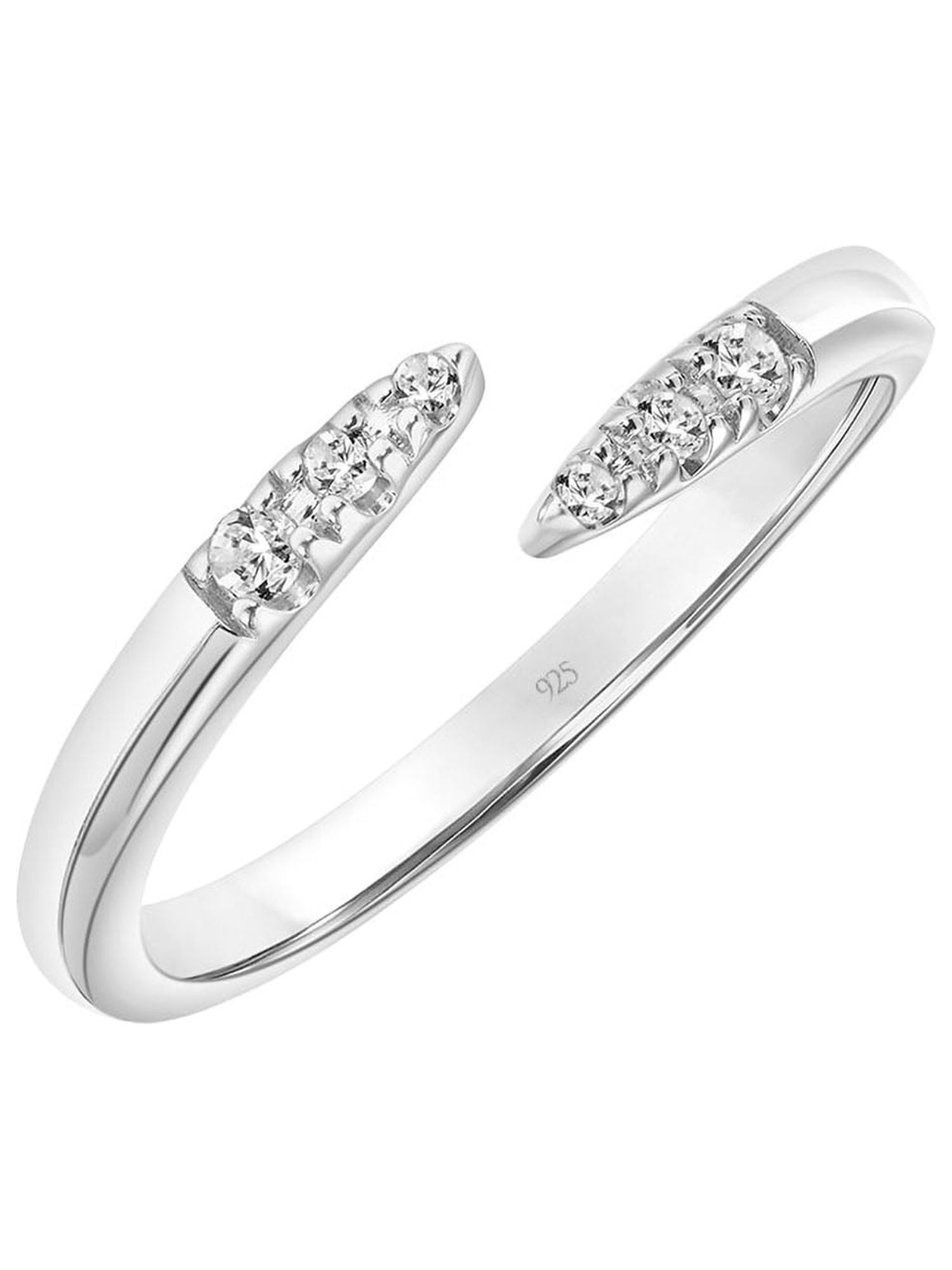 Keepsake Diamond-Accent Open Bypass Stacking Ring in Sterling Silver ...