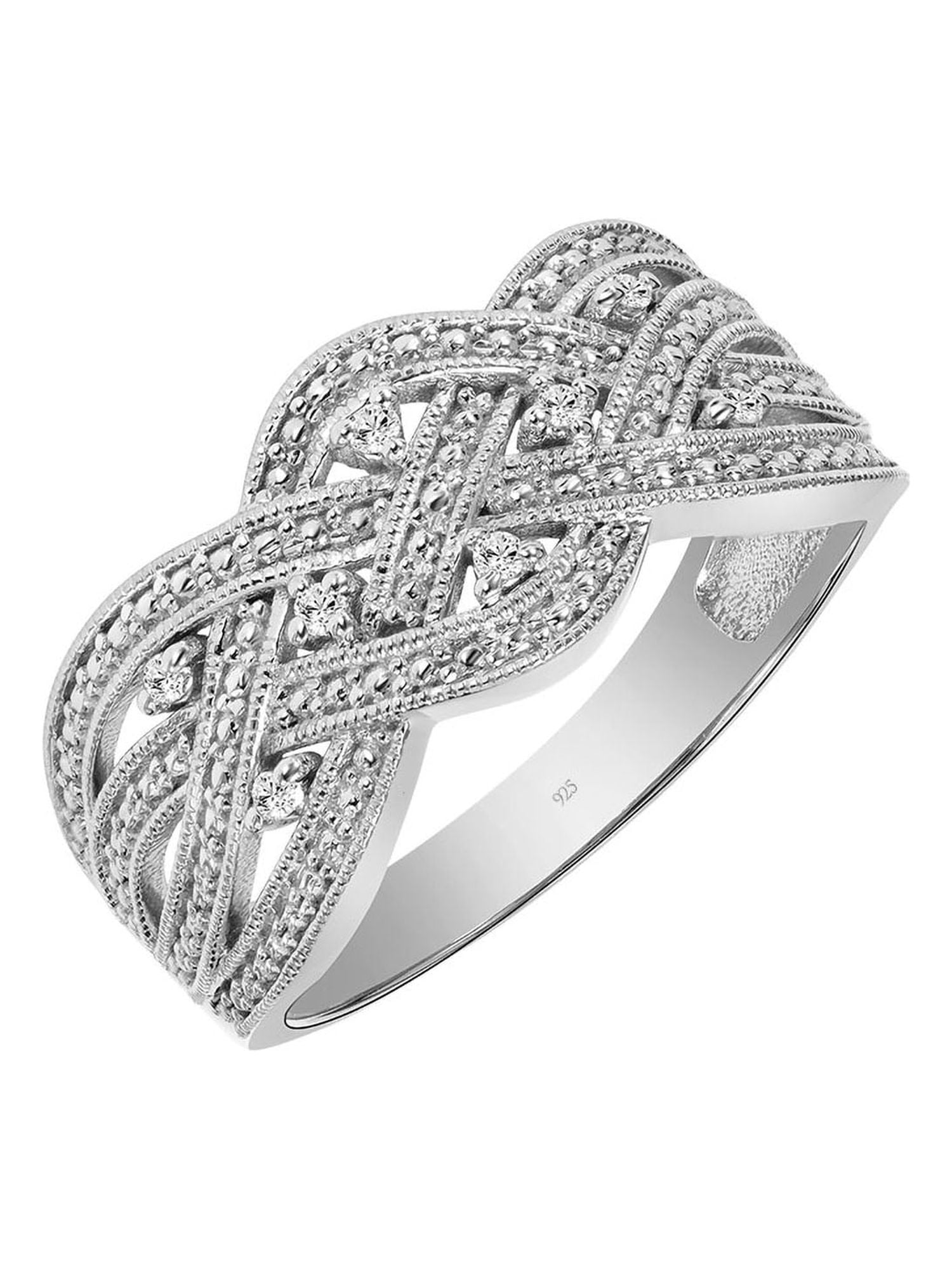 Keepsake Diamond-Accent Woven Multi-Row Anniversary Ring in Sterling ...