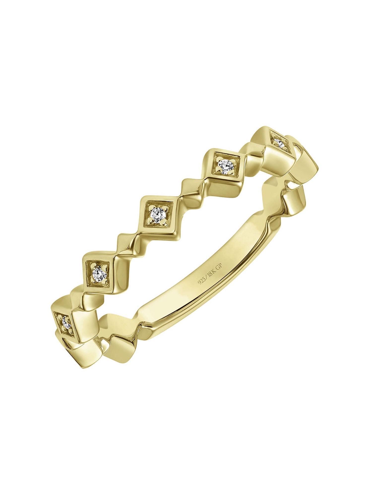 Keepsake Diamond-Accent ZigZag Stacking Ring in 18k Yellow Gold over ...