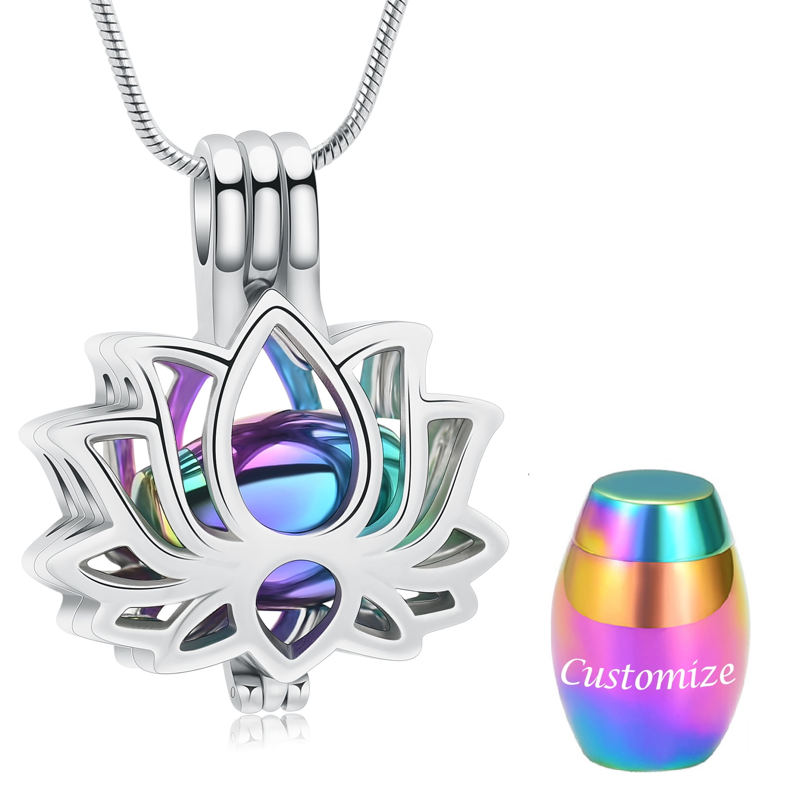 Keepsake Lotus with Mini Urn Pendent for Ashes and Chain Memorial ...