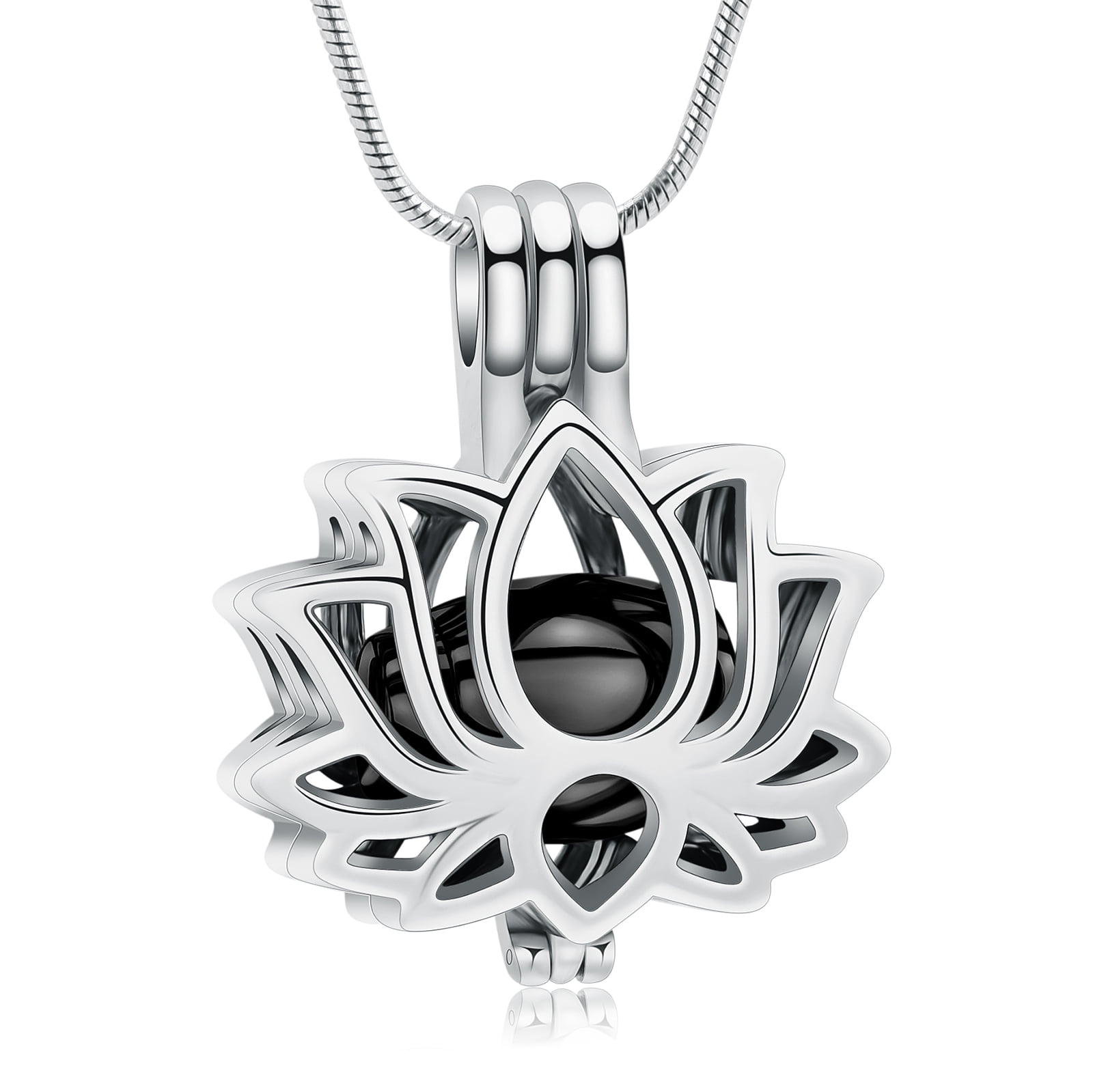 Keepsake Lotus with Mini Urn Pendent for Ashes and Chain Memorial ...