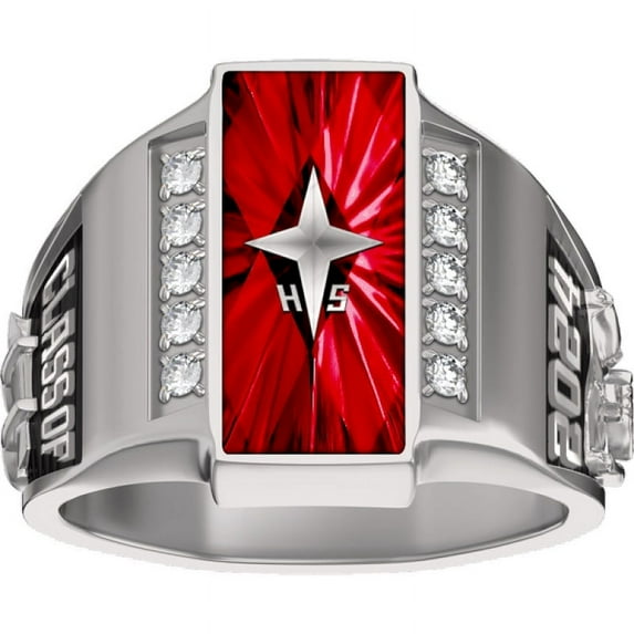 Keepsake Men's Crest Premiere ring with simulated and CZ accent stones ...