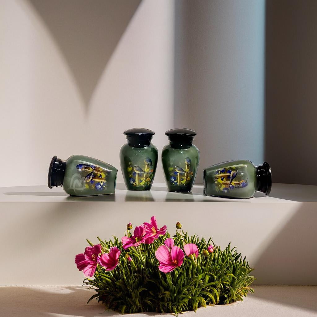 Keepsake Urn Set of 4 – Beautiful Hummingbird Keepsake Cremation Urn ...