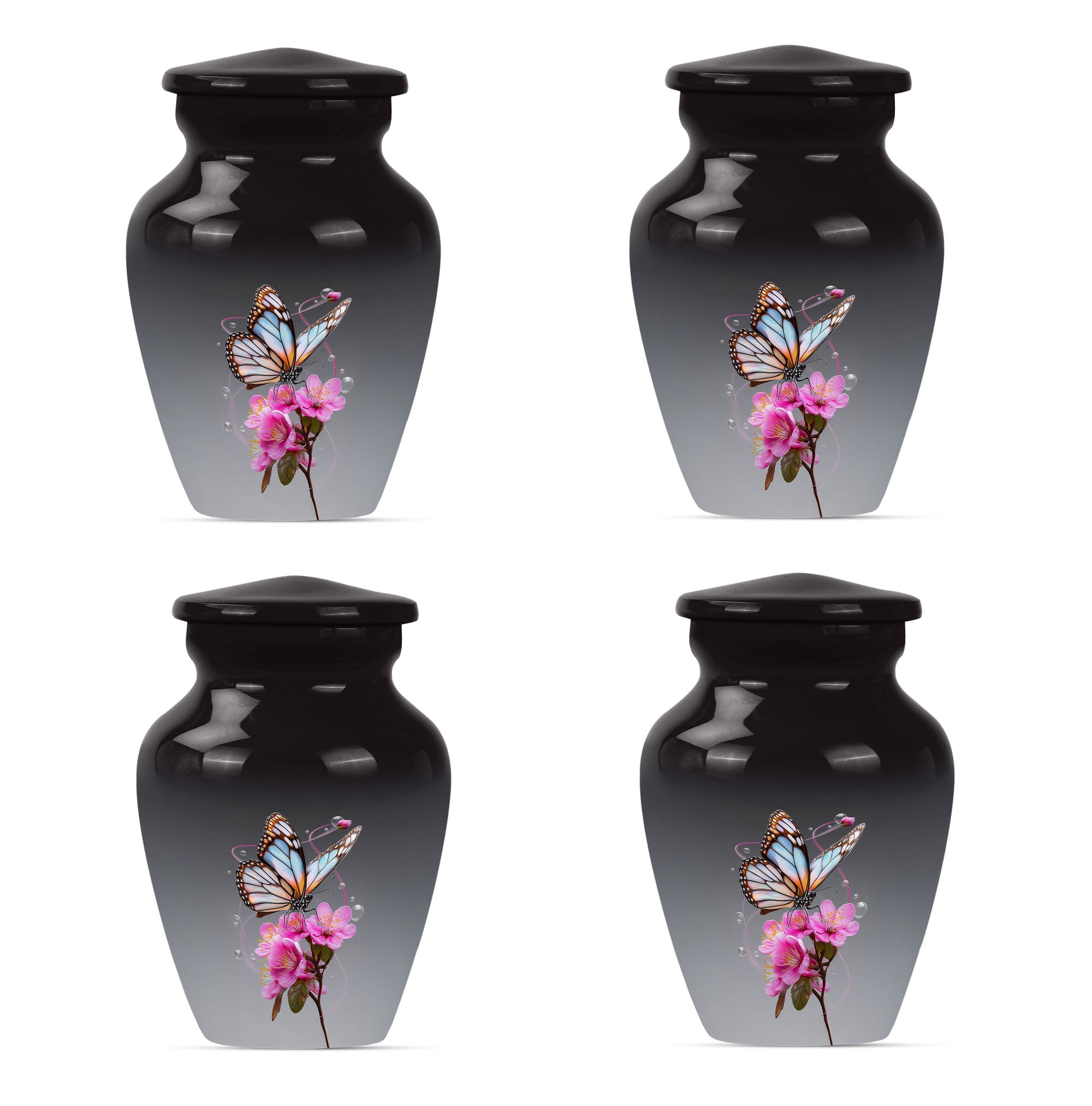 Keepsake Urns for Ashes – Set of 4 Mini Butterfly with Pink Flowers ...