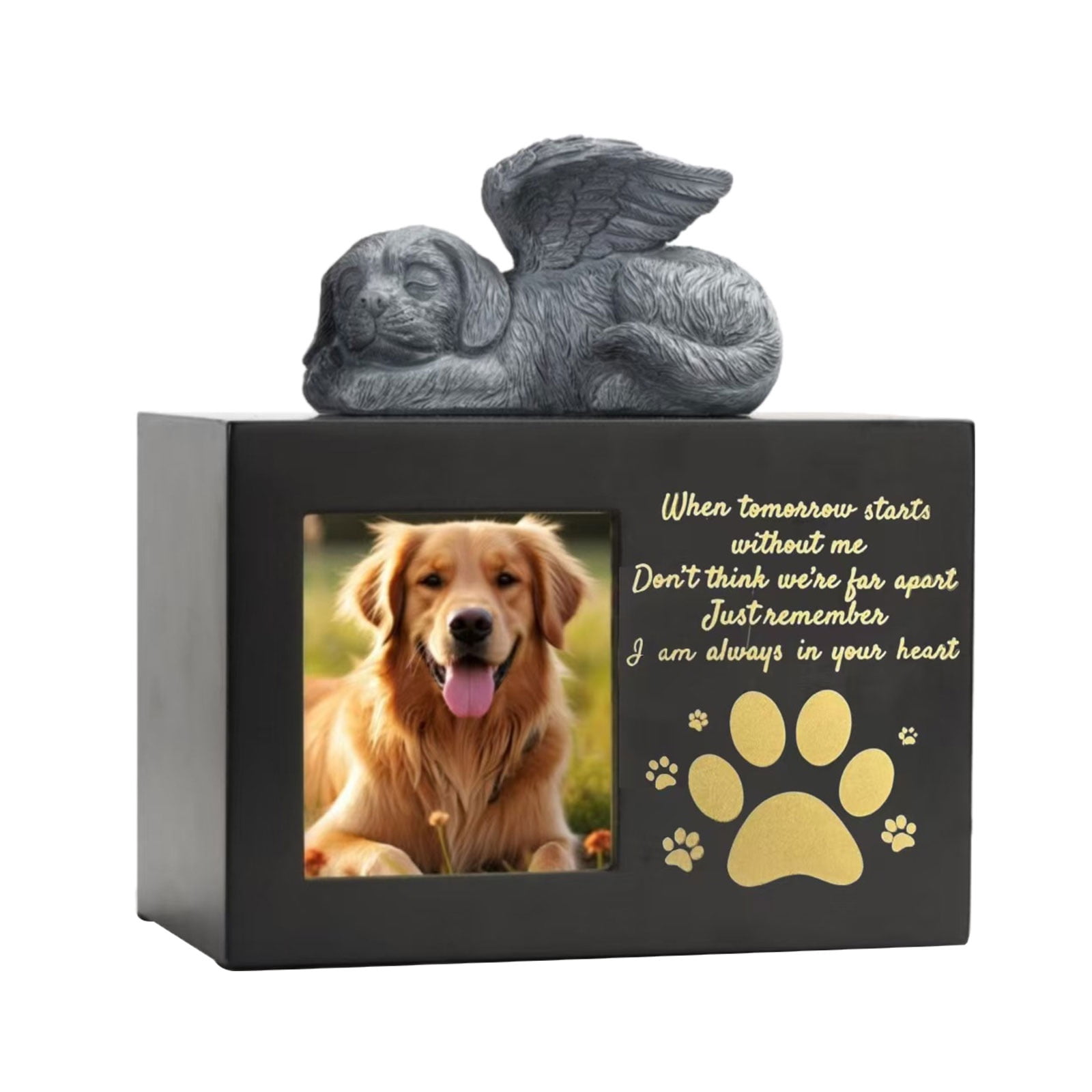 Keepsakes Urn Ashes Container Box For Cherished Pet with Angelic Statue ...