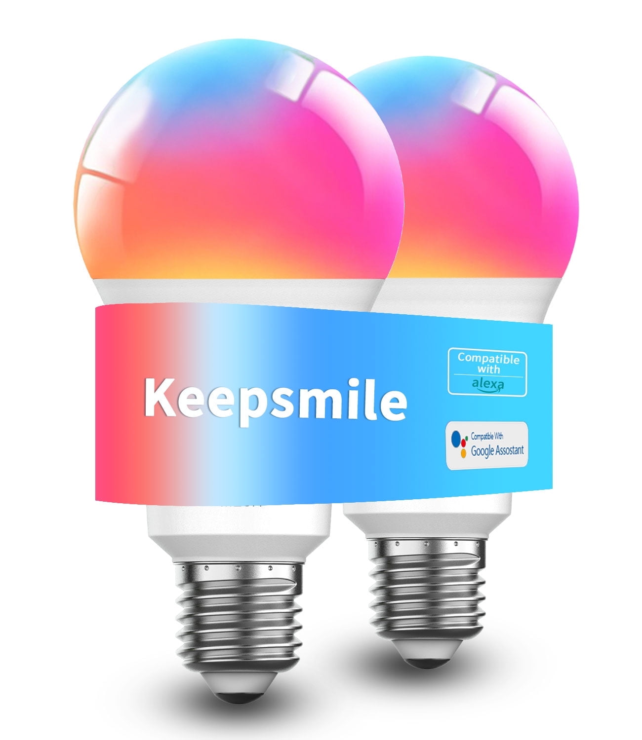 Keepsmile Smart Light Bulbs, Color Changing Light Bulb, Work with Alexa ...
