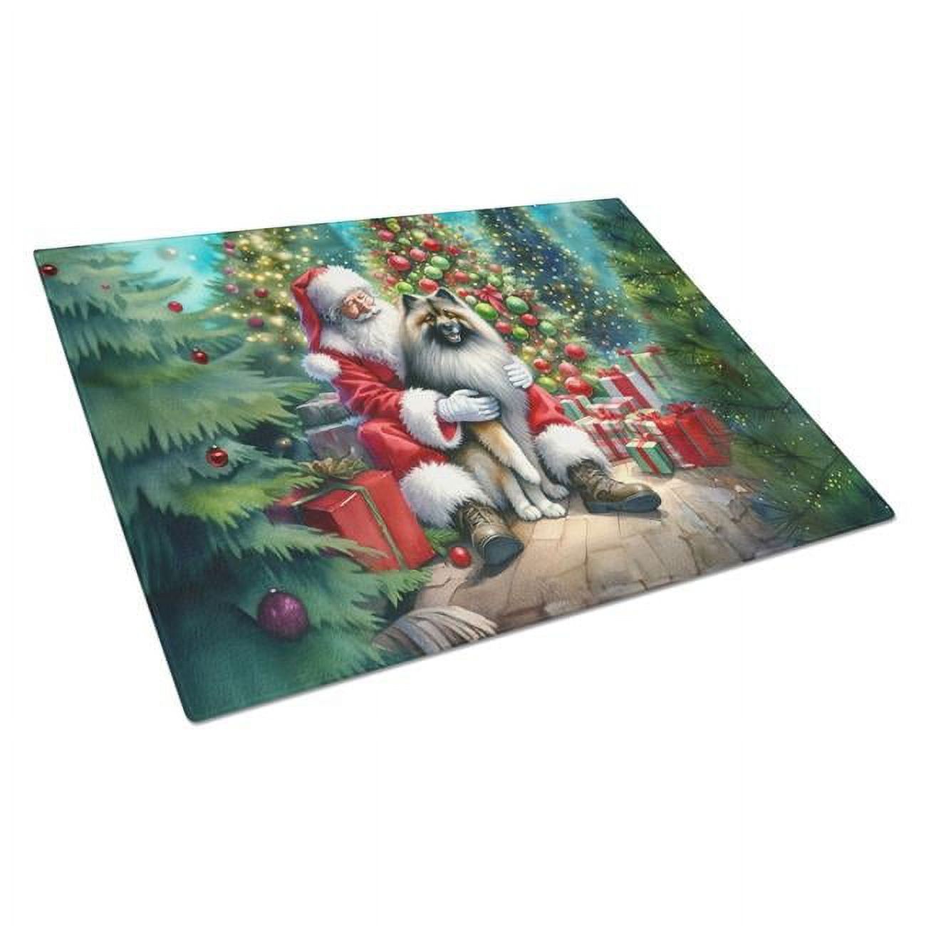 Keeshond and Santa Claus Glass Cutting Board 12 in x 15 in - Walmart.com