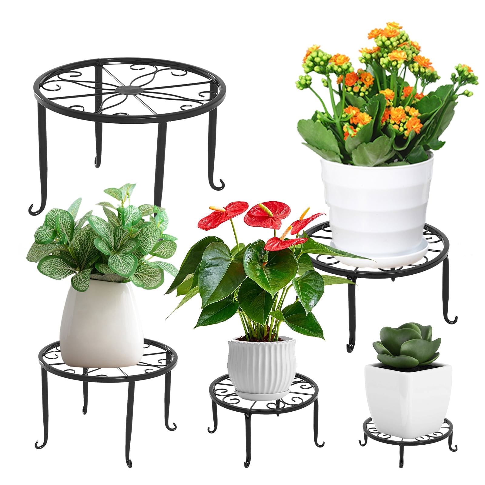 KeesonKimi Metal Plant Stands: 5 Pack Heavy Duty Flower Pot Stands for ...