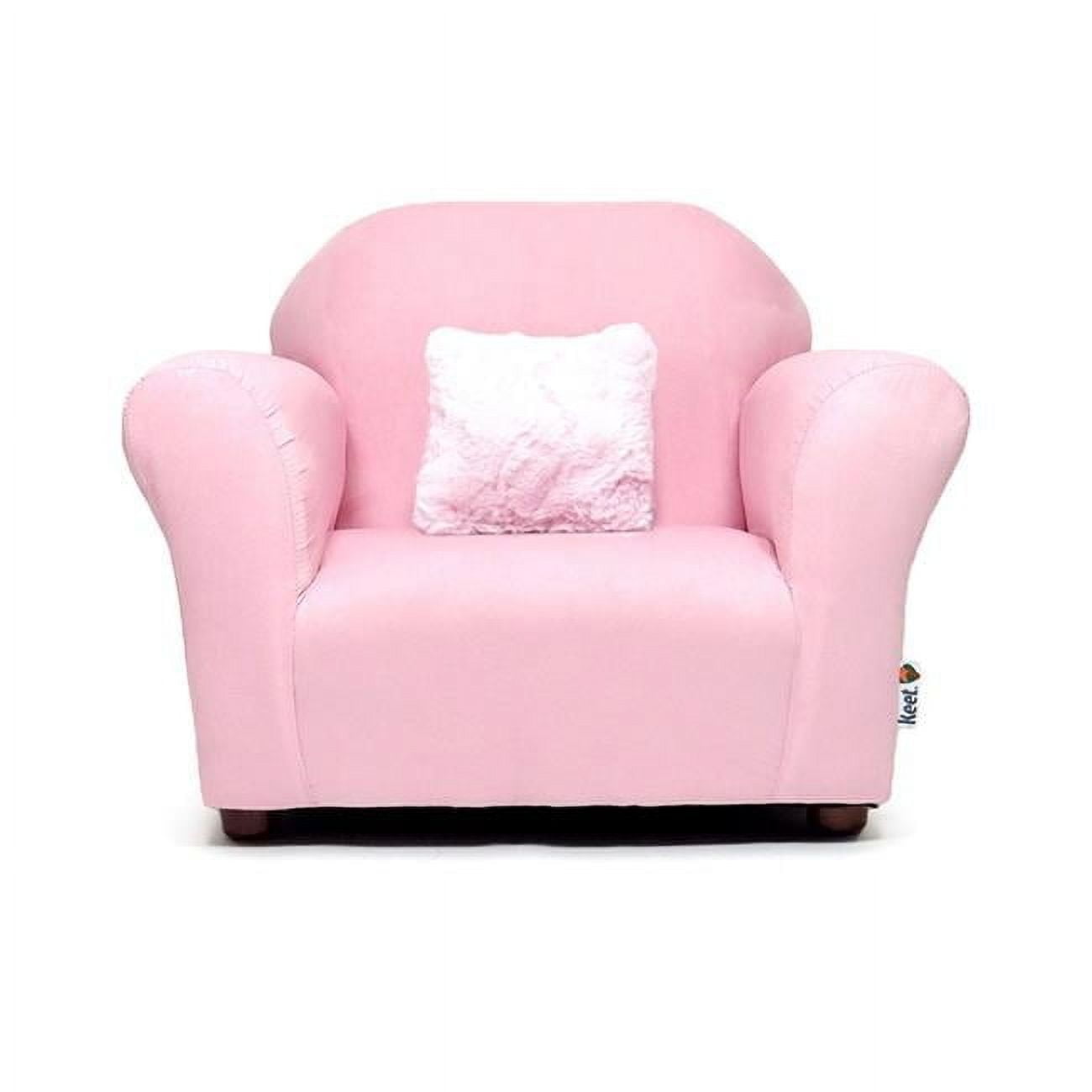 Keet Plush Children's Chair, Pink Toddler Chair with Pillow, Microsuede ...