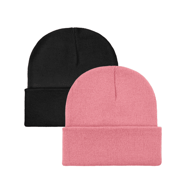 Keevoom 2 Packs Beanie Hat Men Women Beanies Knit Cuffed Winter Hats ...