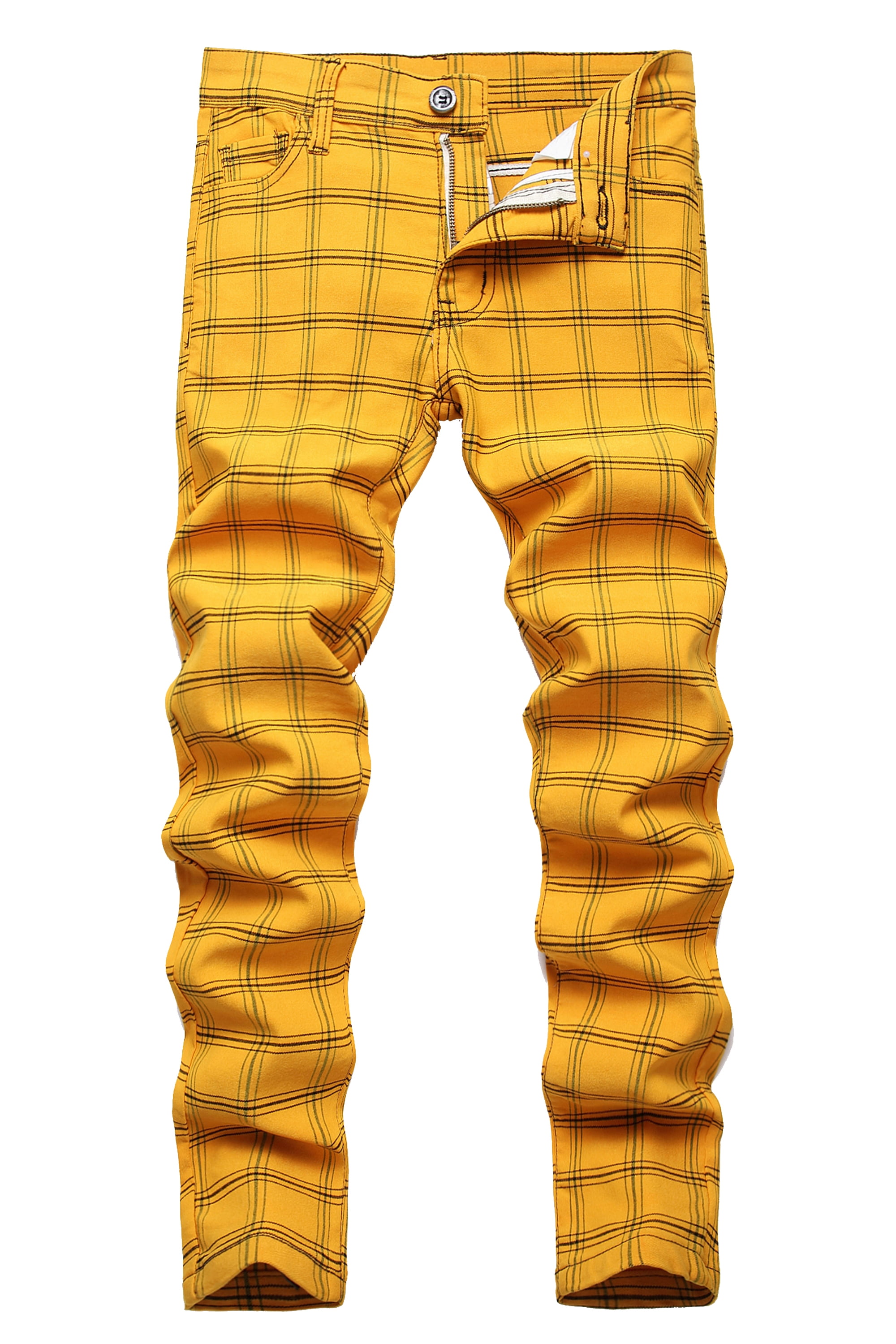 Keevoom Boys Dress Pants School Uniform Plaid Chino Skinny Fit Stretch ...