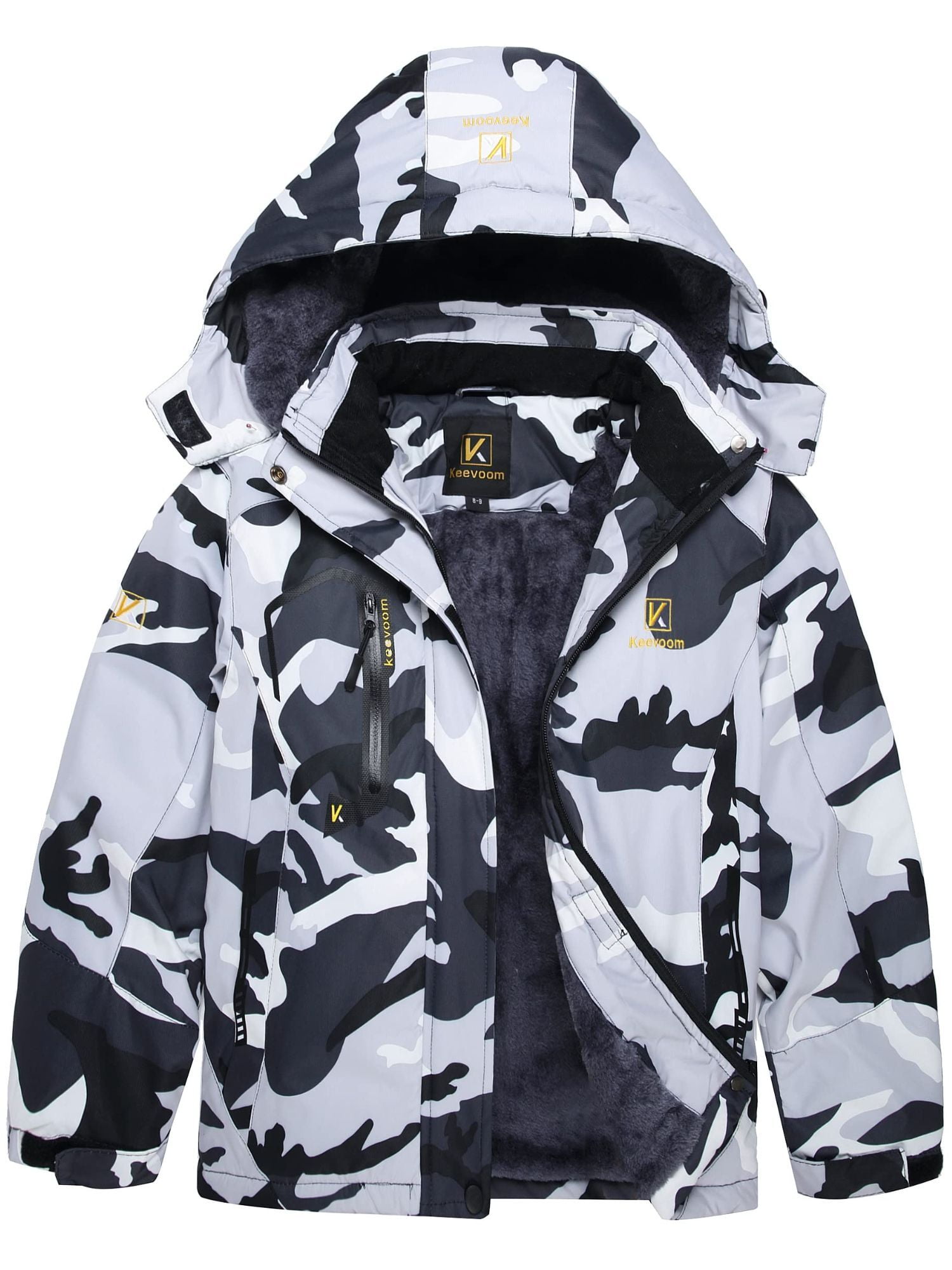 Keevoom Girls Waterproof Ski Jacket Kids Winter Warm Snow Coat Hood ...