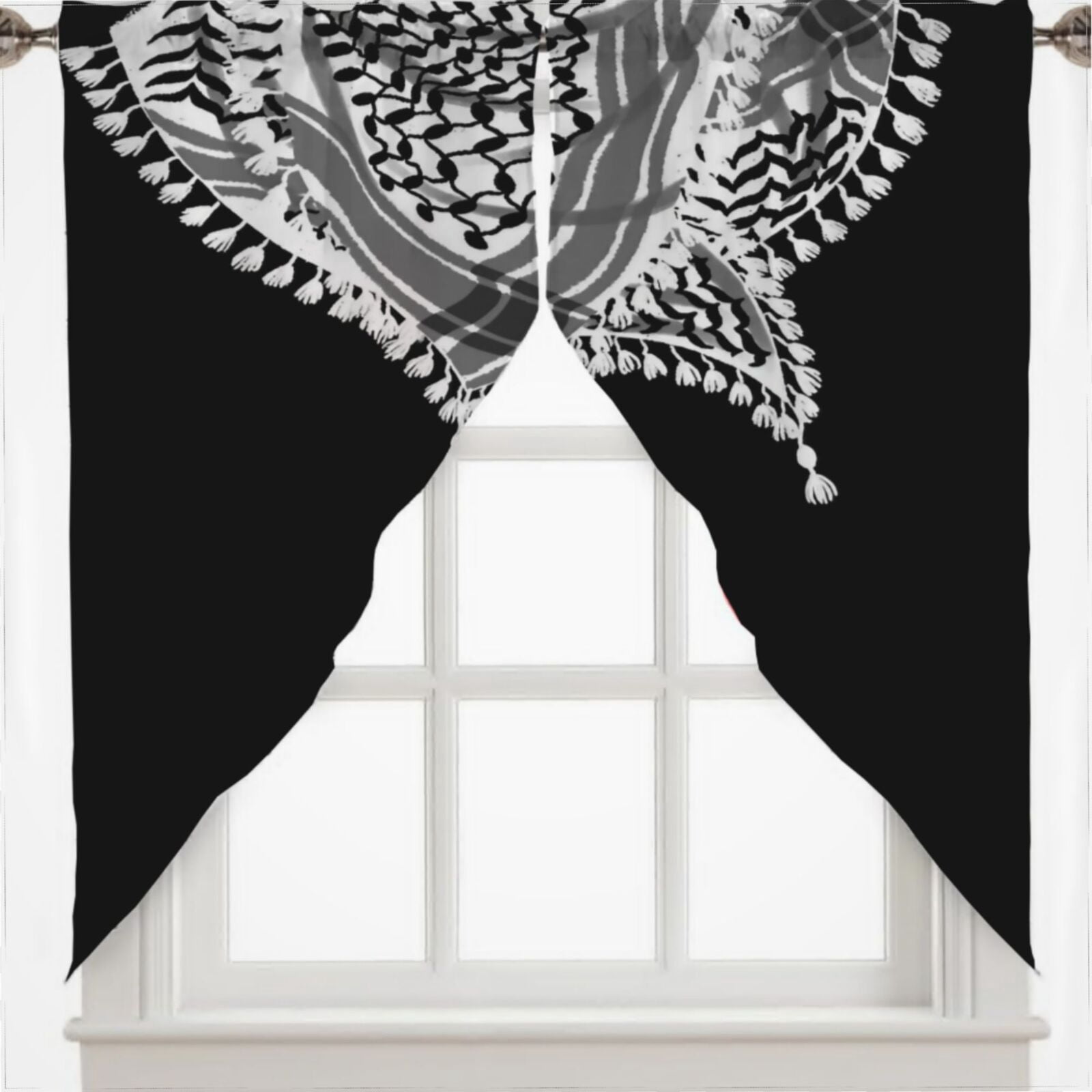 Keffiyeh Neck Scarf Swag Valances For Windows 2 Pack For Kitchen Living ...